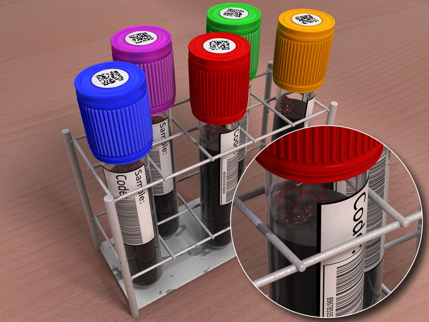 C4d Rack Test Tubes Blood