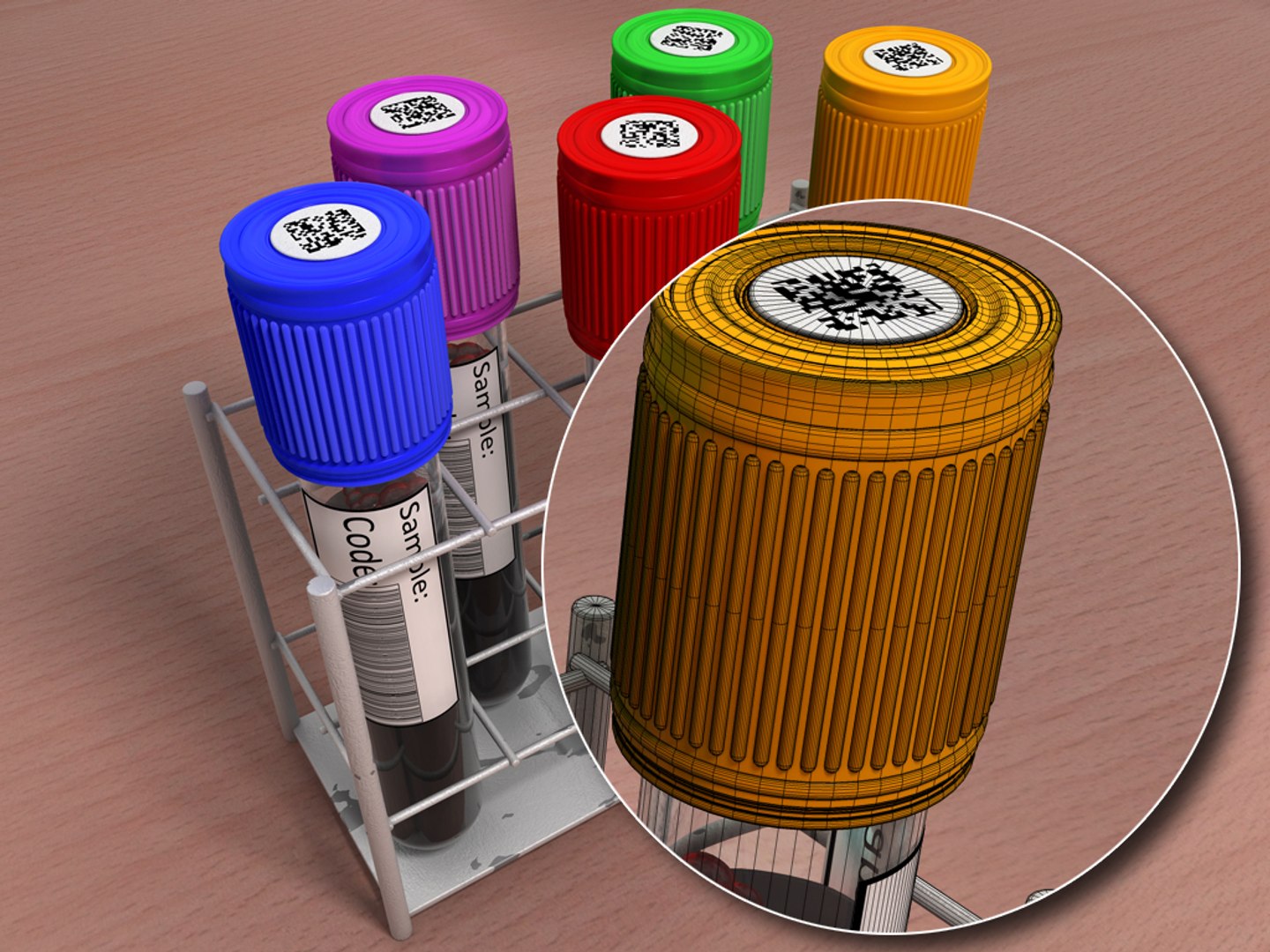 C4d Rack Test Tubes Blood