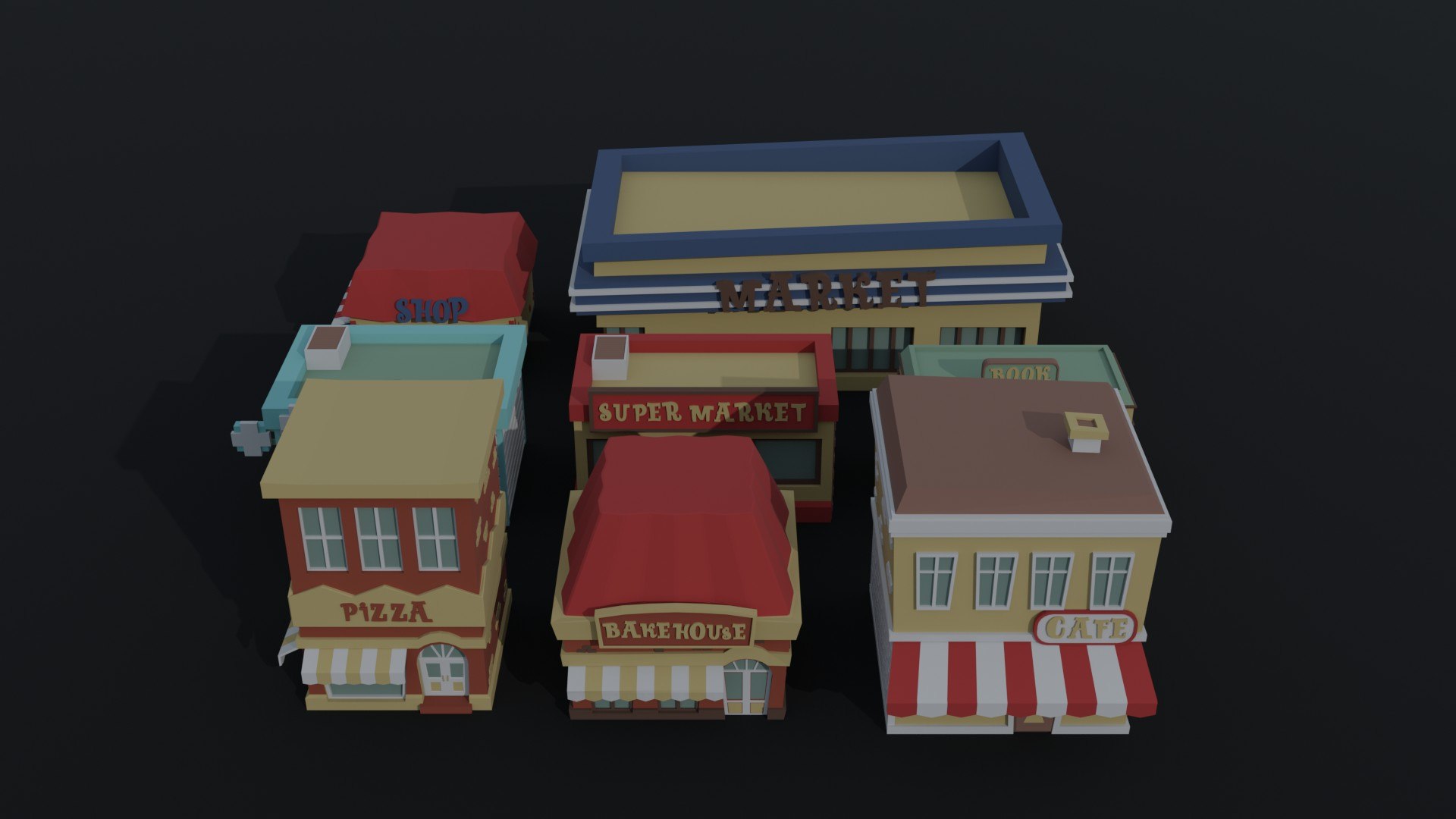 3D Cartoon Shops Model - TurboSquid 1677752