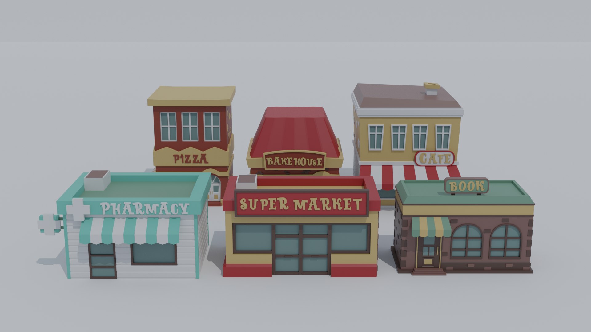 3D cartoon shops model - TurboSquid 1677752