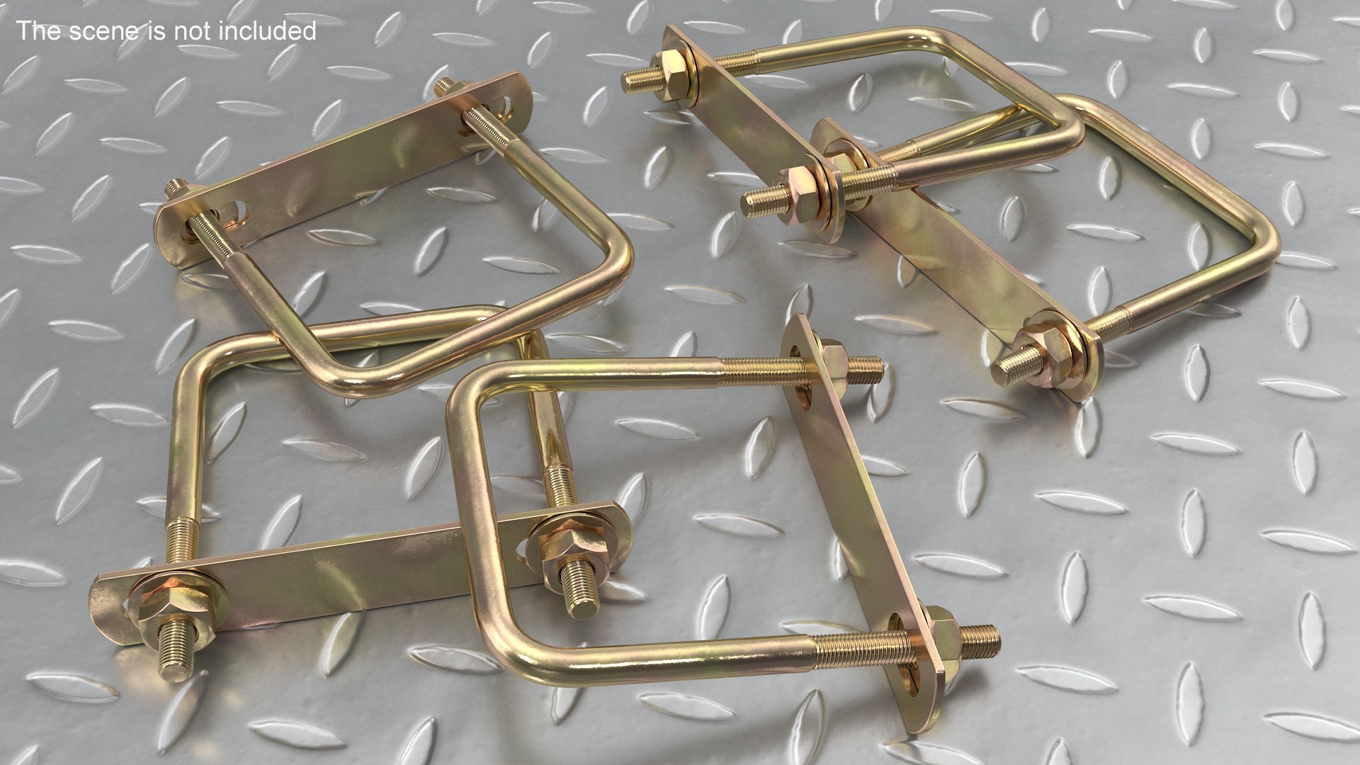 3D Model Square U-shaped Bolt Brackets Boat Brass - TurboSquid 1958443