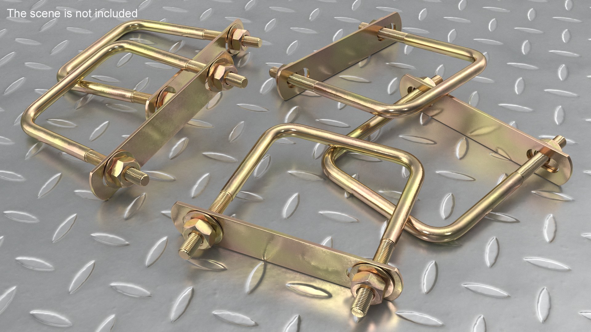 3D Model Square U-shaped Bolt Brackets Boat Brass - TurboSquid 1958443