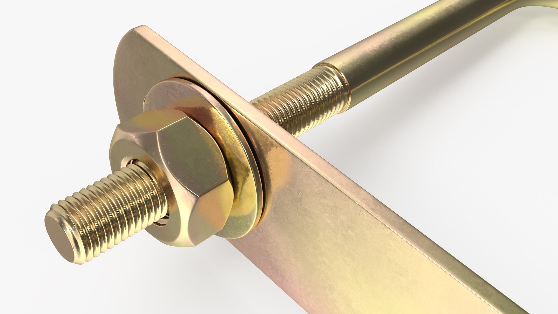 3D Model Square U-shaped Bolt Brackets Boat Brass - TurboSquid 1958443