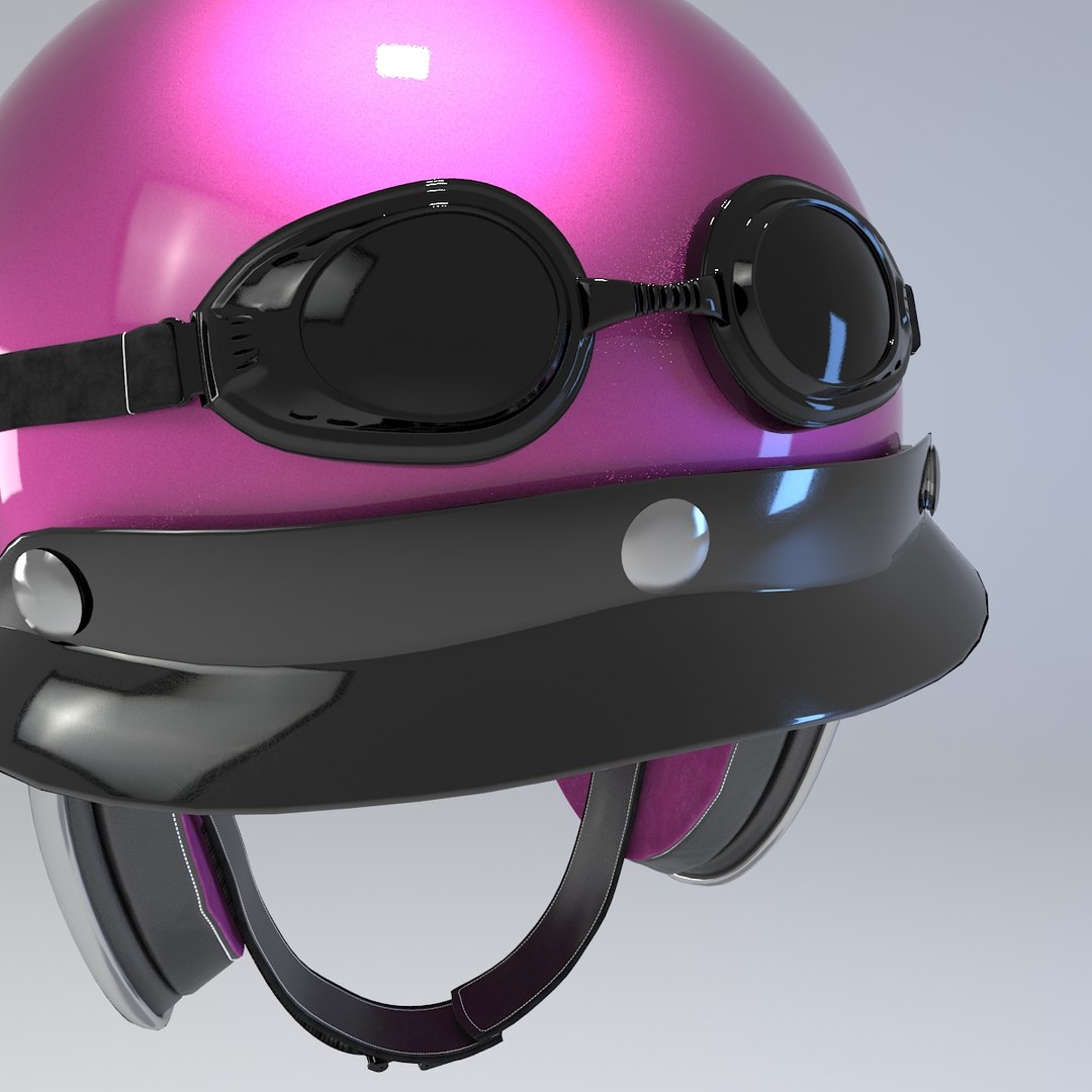 Pink Retro Motorcycle Helmet 3d Model