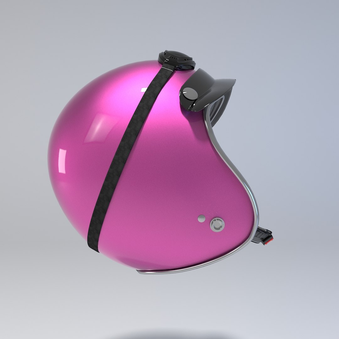 Pink Retro Motorcycle Helmet 3d Model