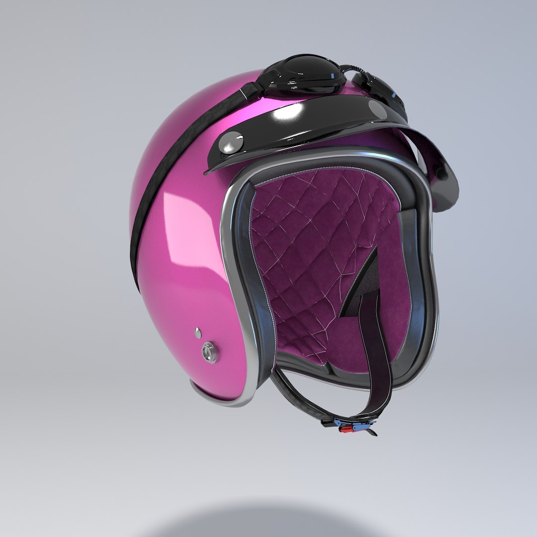 Pink Retro Motorcycle Helmet 3d Model