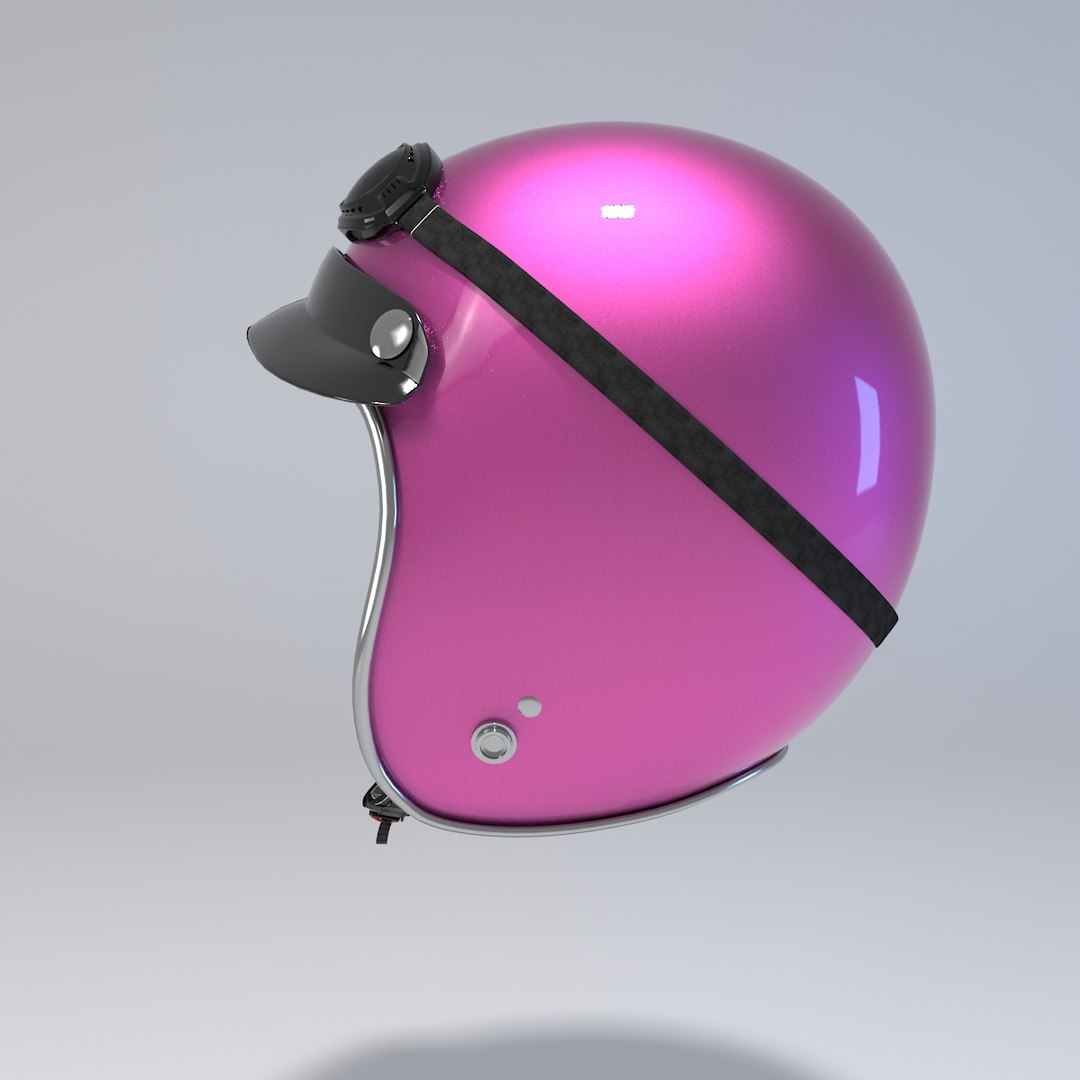 Pink Retro Motorcycle Helmet 3d Model