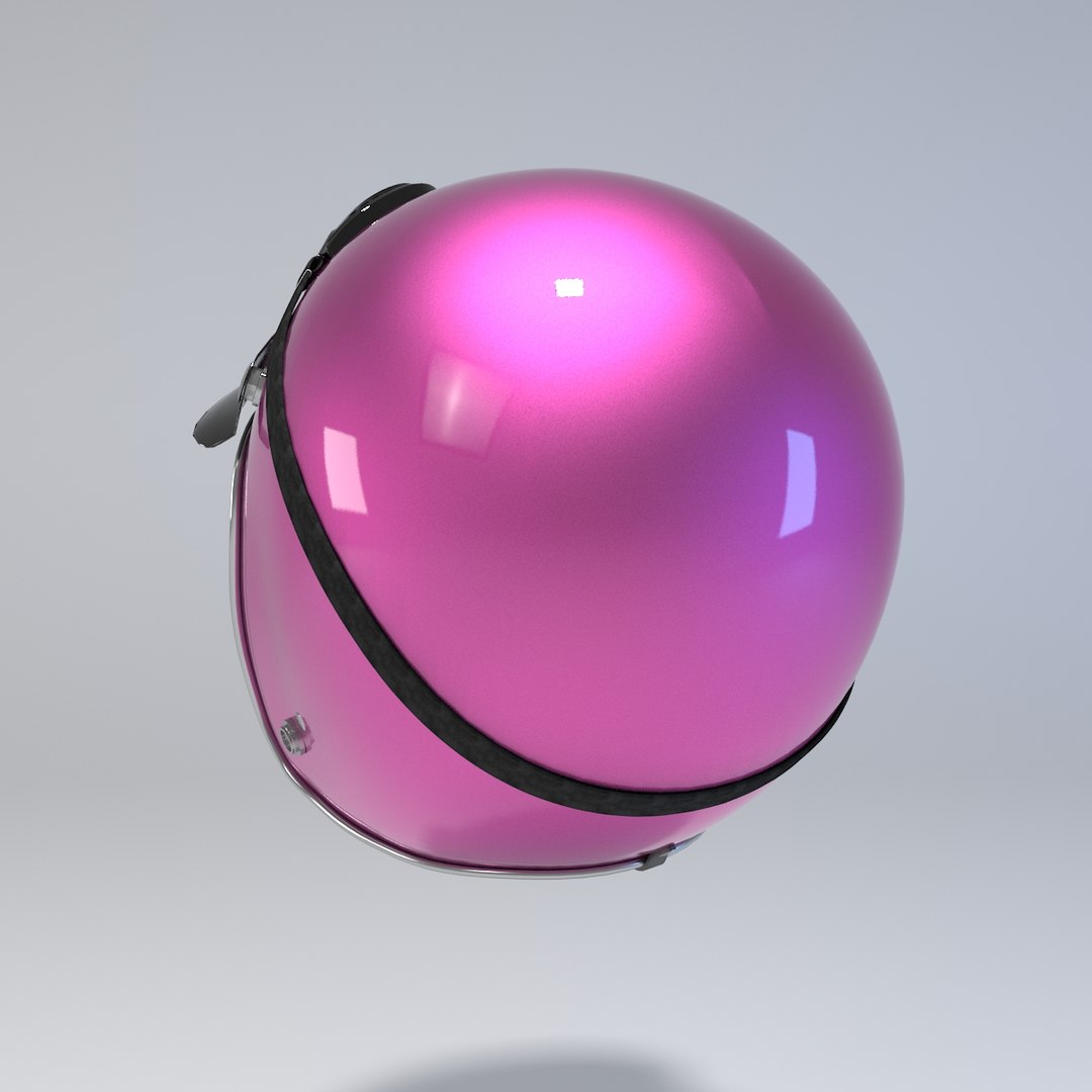 Pink Retro Motorcycle Helmet 3d Model