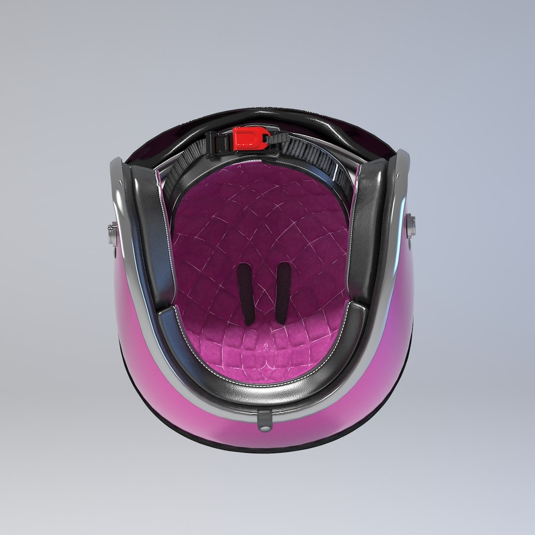 Pink Retro Motorcycle Helmet 3d Model