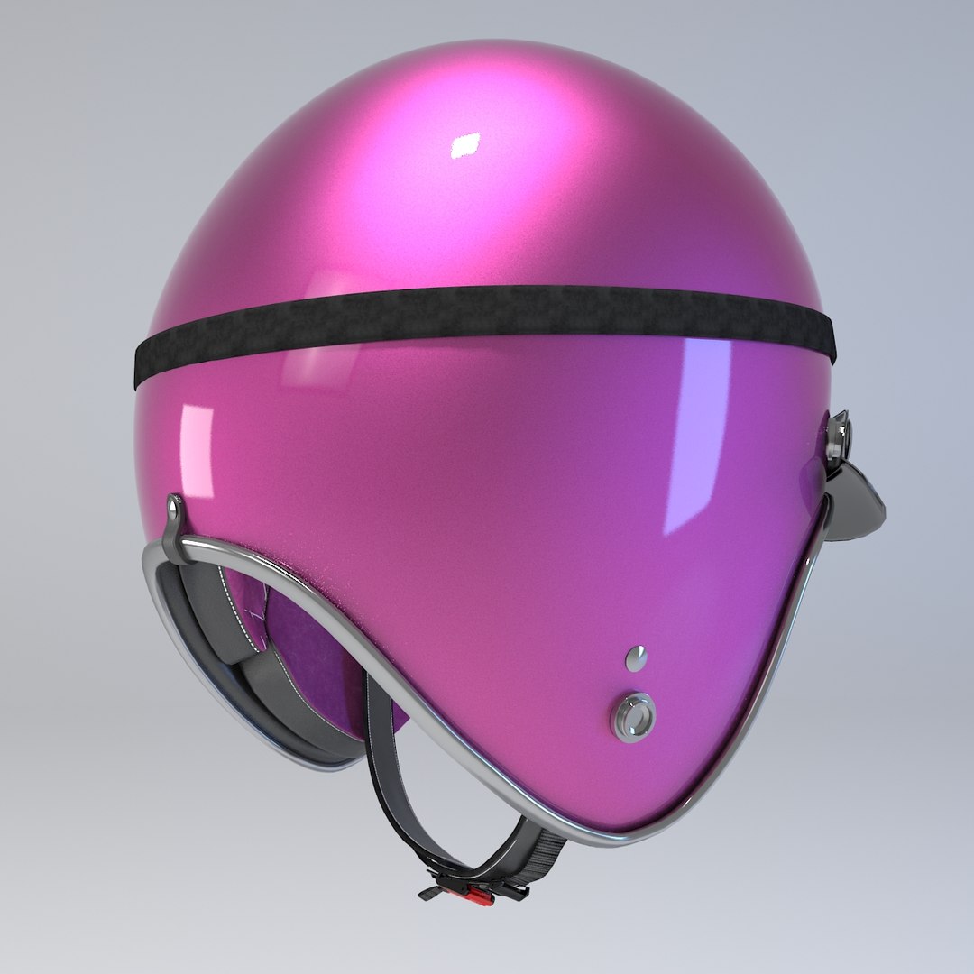 Pink Retro Motorcycle Helmet 3d Model