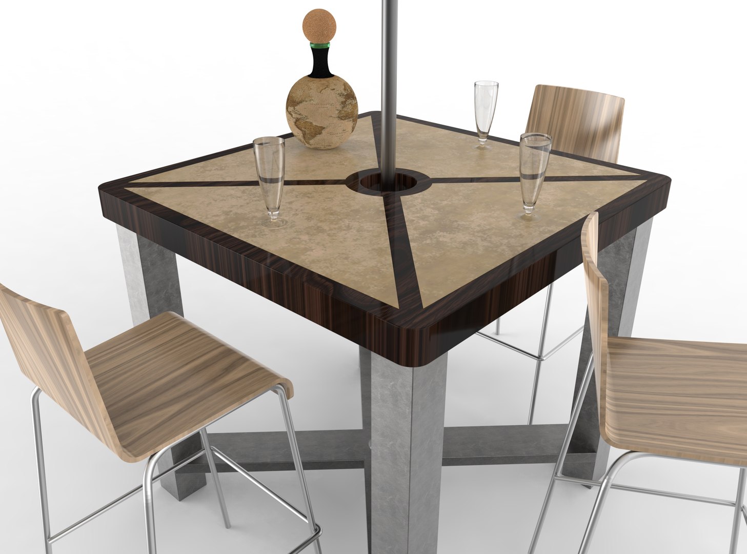 3D Model Umbrella Tabel Chair - TurboSquid 1167918