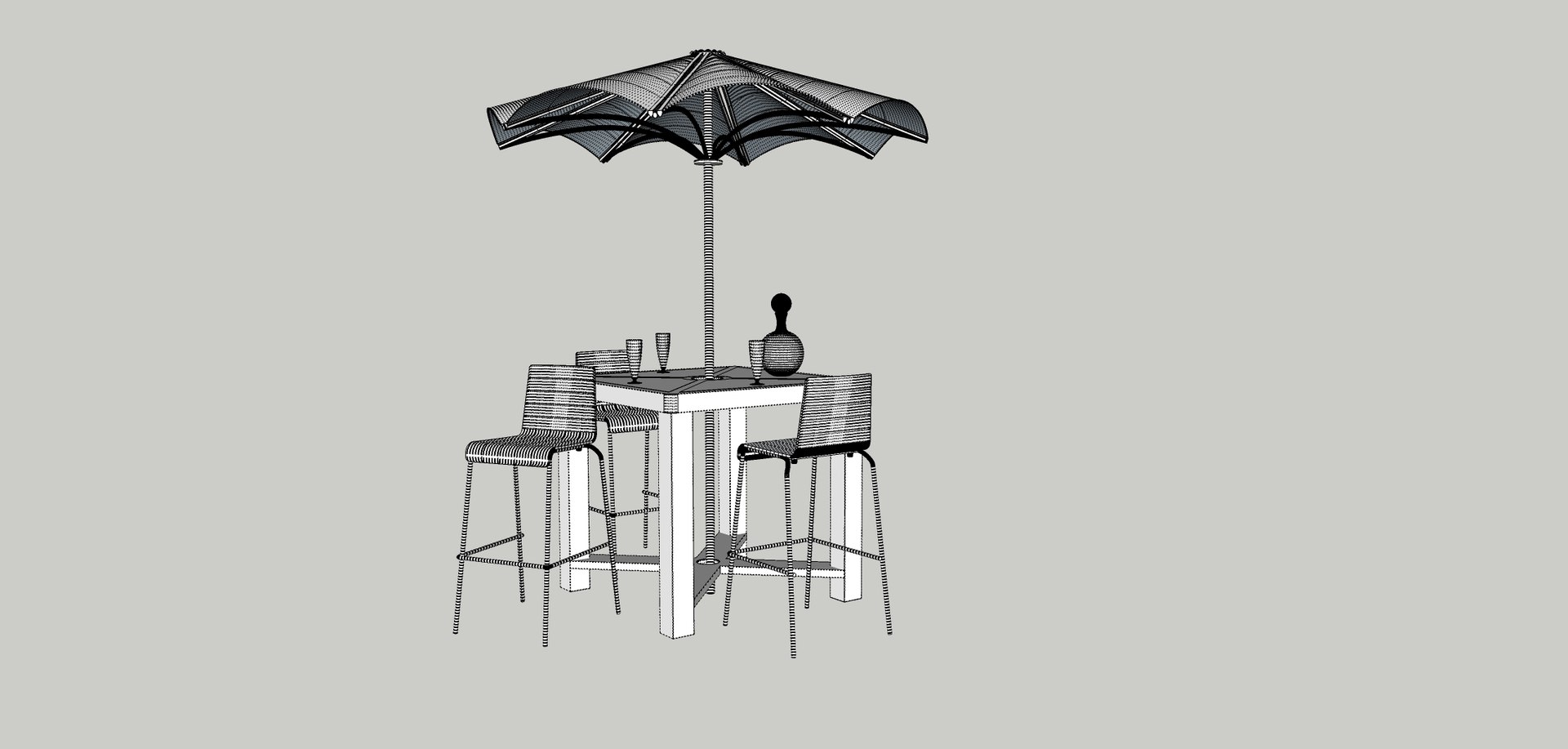3D Model Umbrella Tabel Chair - TurboSquid 1167918