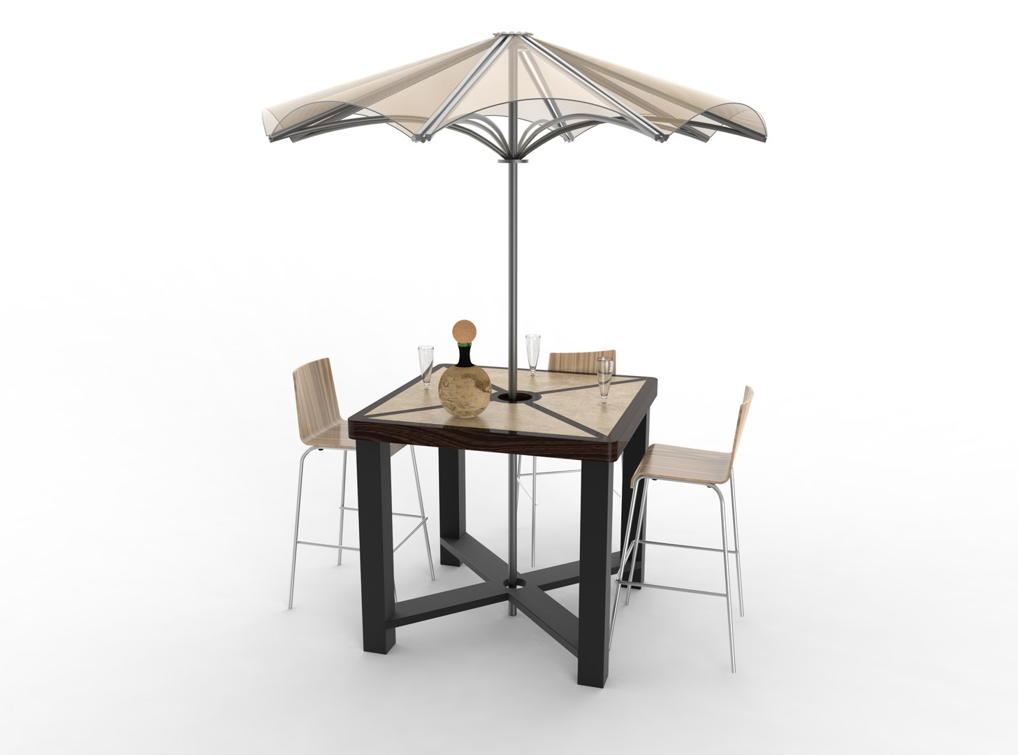 3D Model Umbrella Tabel Chair - TurboSquid 1167918