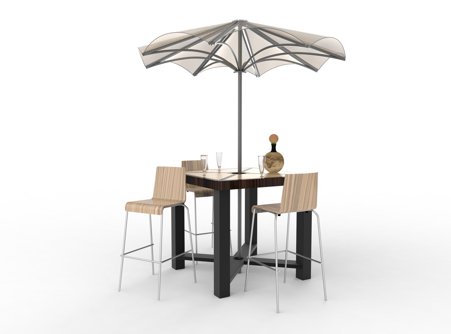 3D Model Umbrella Tabel Chair - TurboSquid 1167918