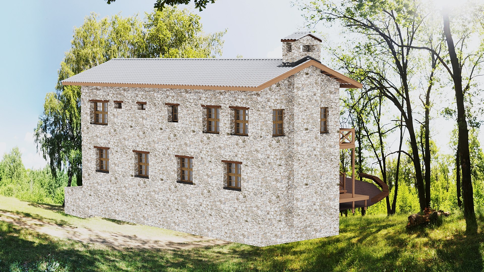 3D Stone House Model - TurboSquid 2031349