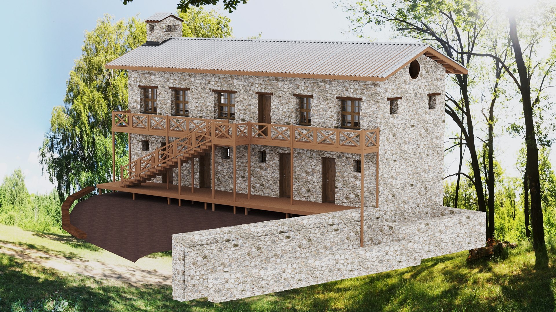 3D Stone House Model - TurboSquid 2031349