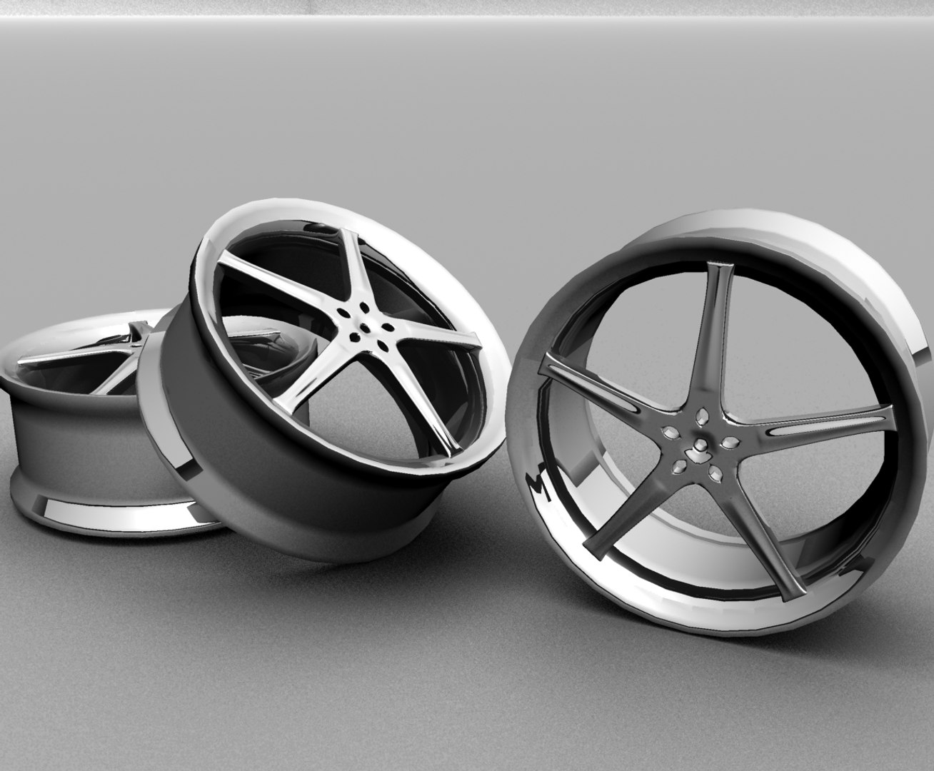 5 Spokes Custom Rims 3d Model