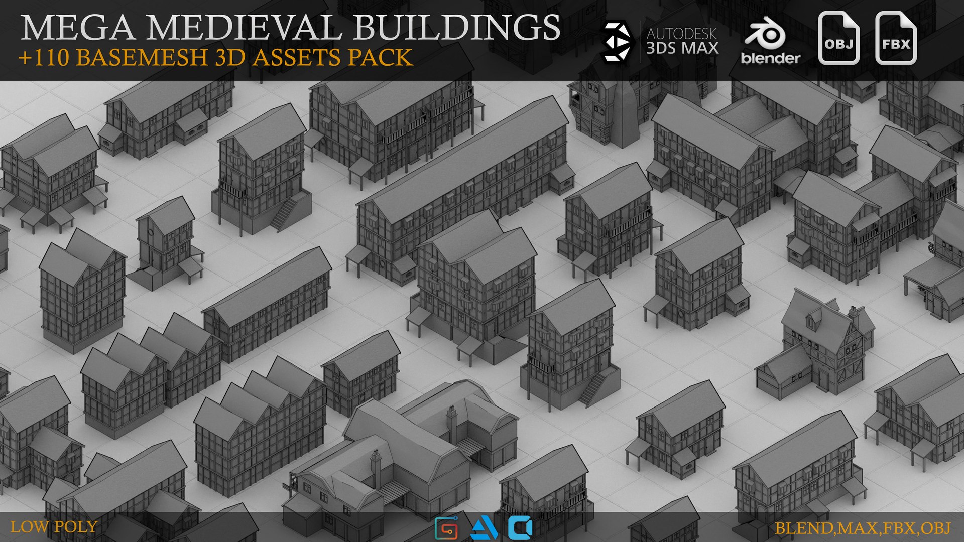 3D Mega Medieval Buildings Pack - TurboSquid 2341647