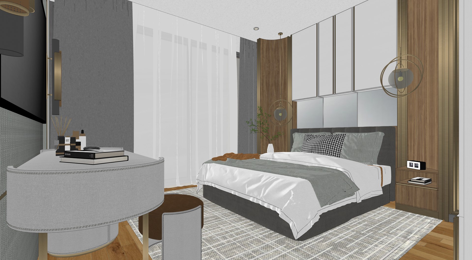 3D Hill House Interior Scene Bed Room Modern Interior Design 3D Model ...