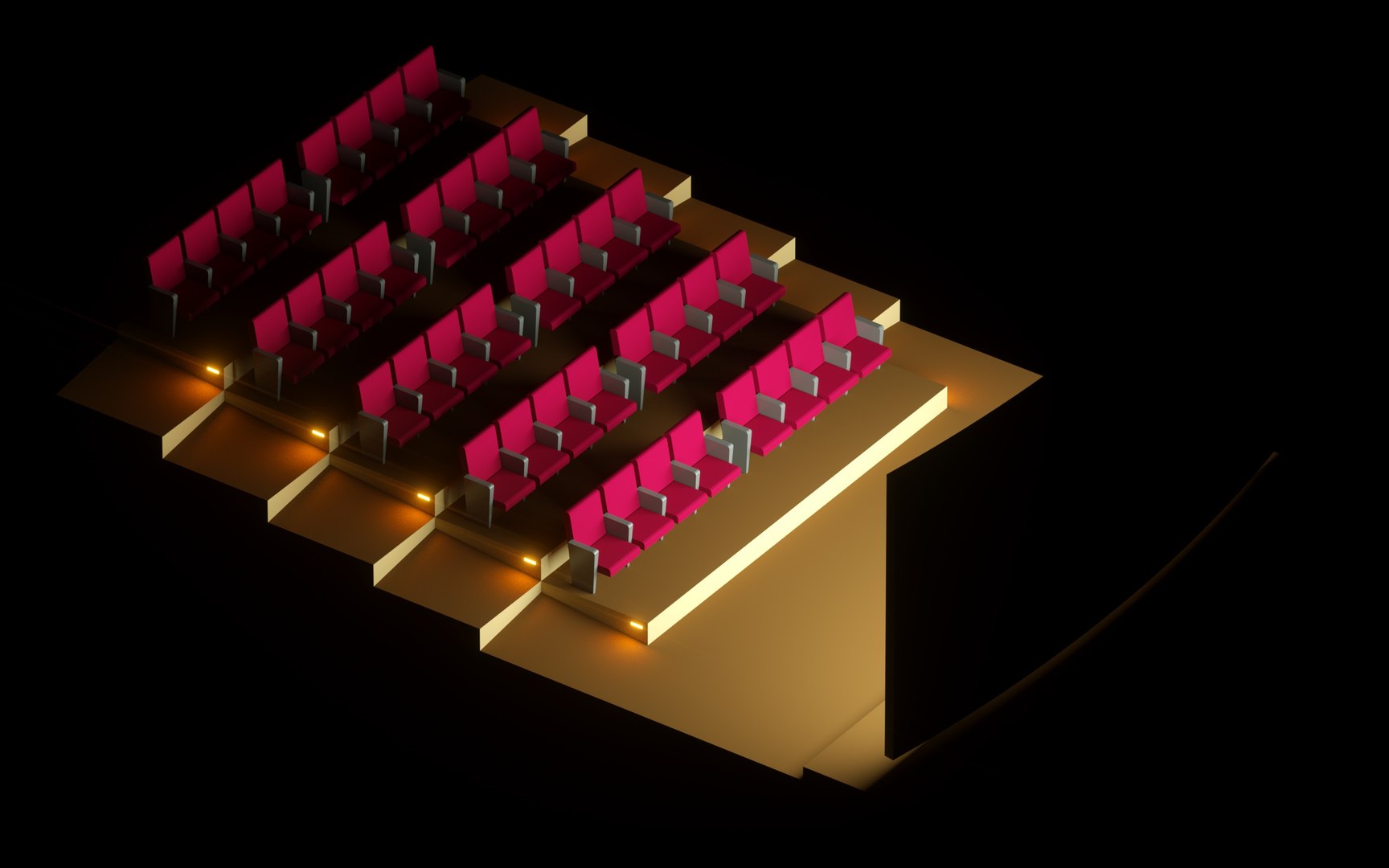 3D Low-poly Cinema Hall Movie Theater Model Model - TurboSquid 1744284