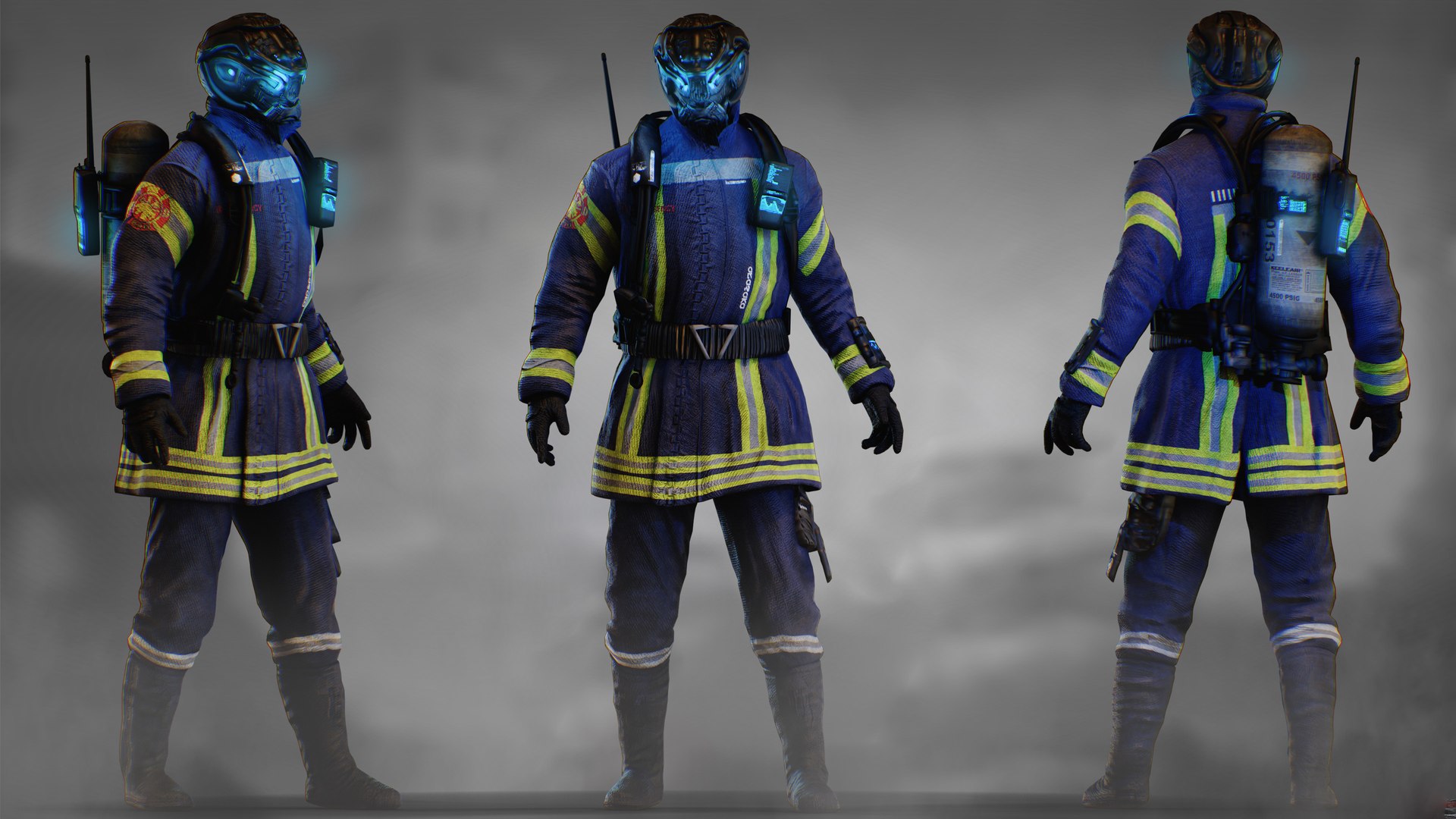 3D Sci Fi Firefighter Model - TurboSquid 2400828
