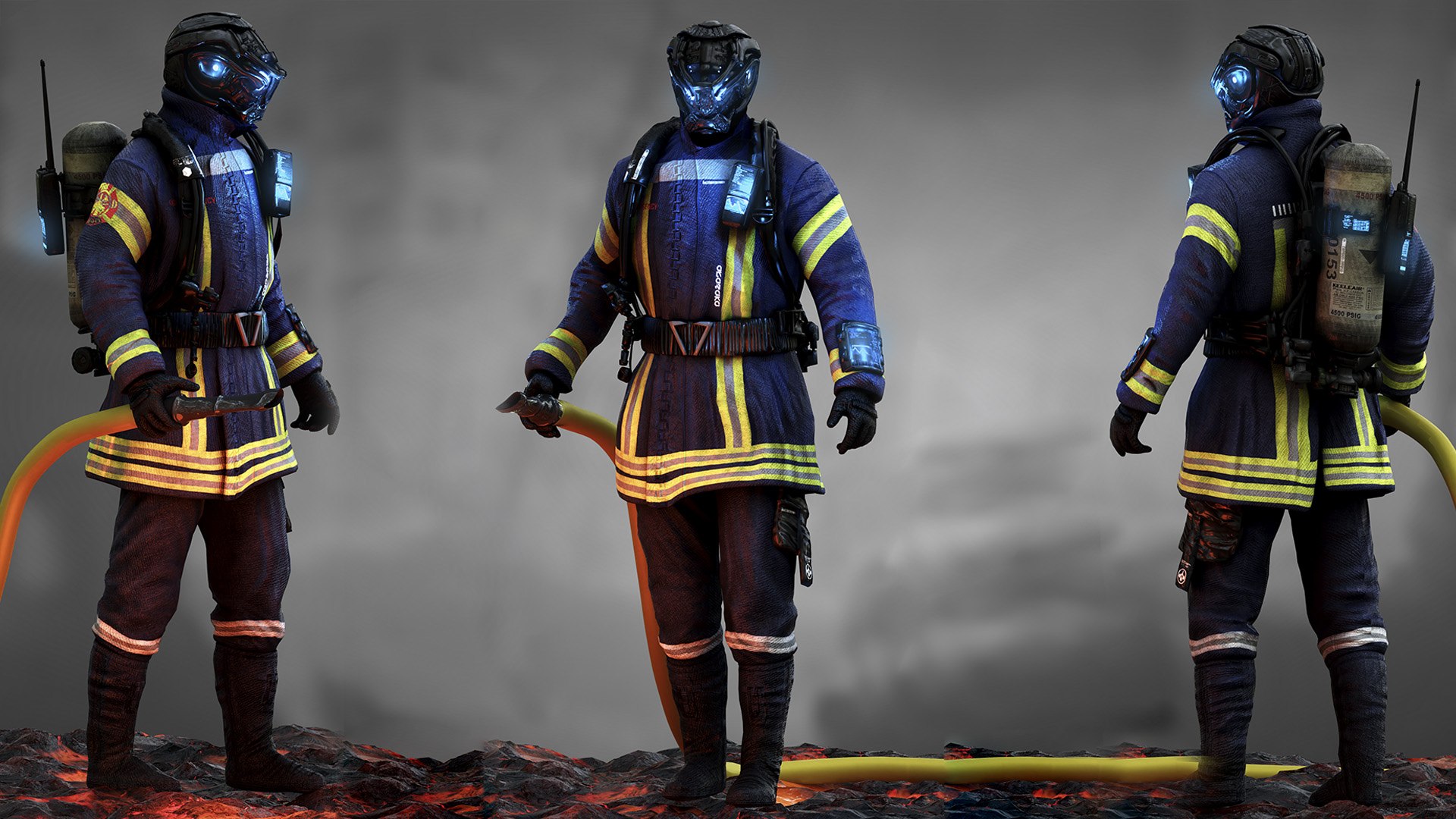 3D Sci Fi Firefighter Model - TurboSquid 2400828