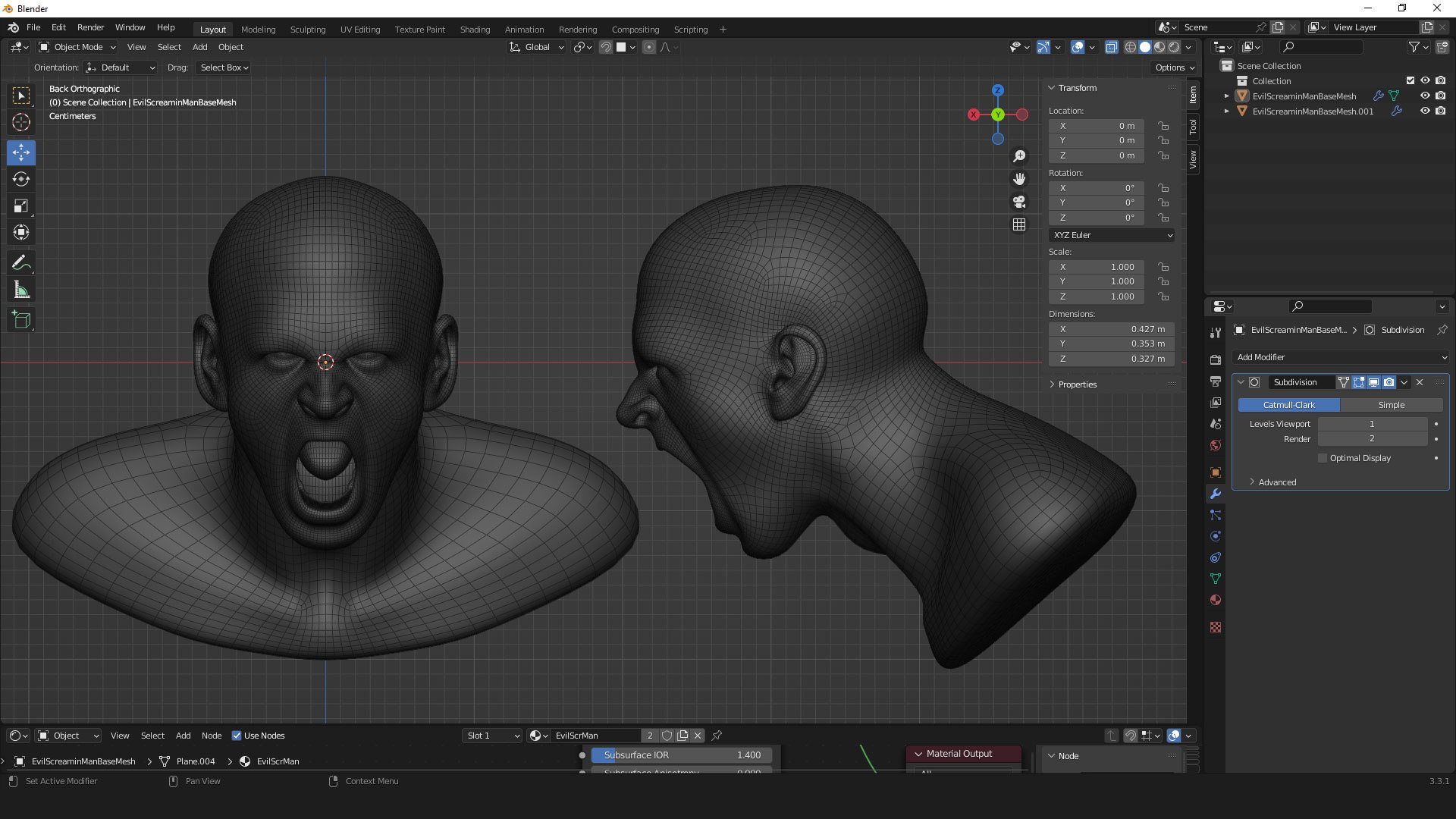 Free Evil Screaming Man Bust Base Mesh 3D - TurboSquid 2163051