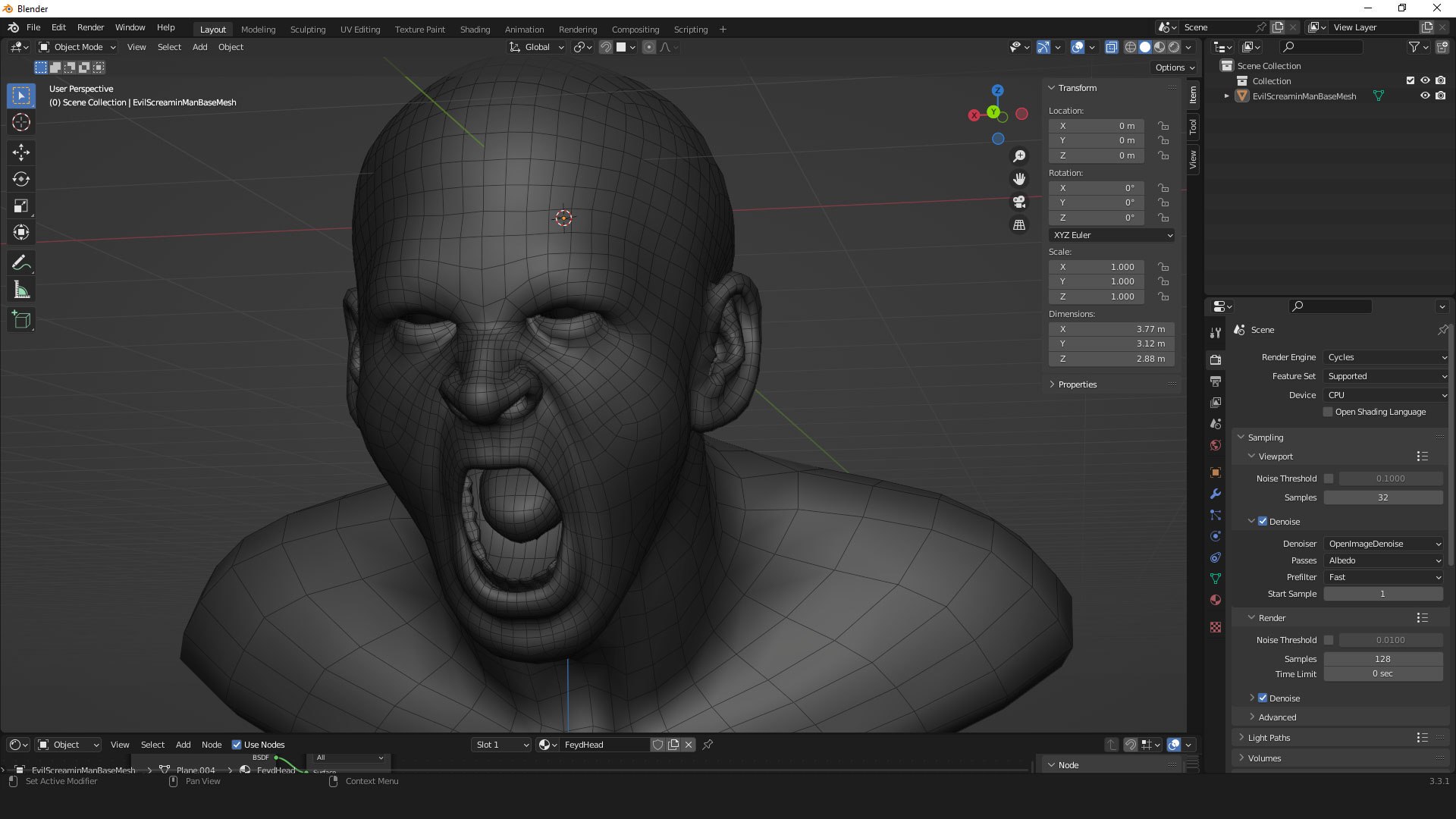 Free Evil Screaming Man Bust Base Mesh 3D - TurboSquid 2163051