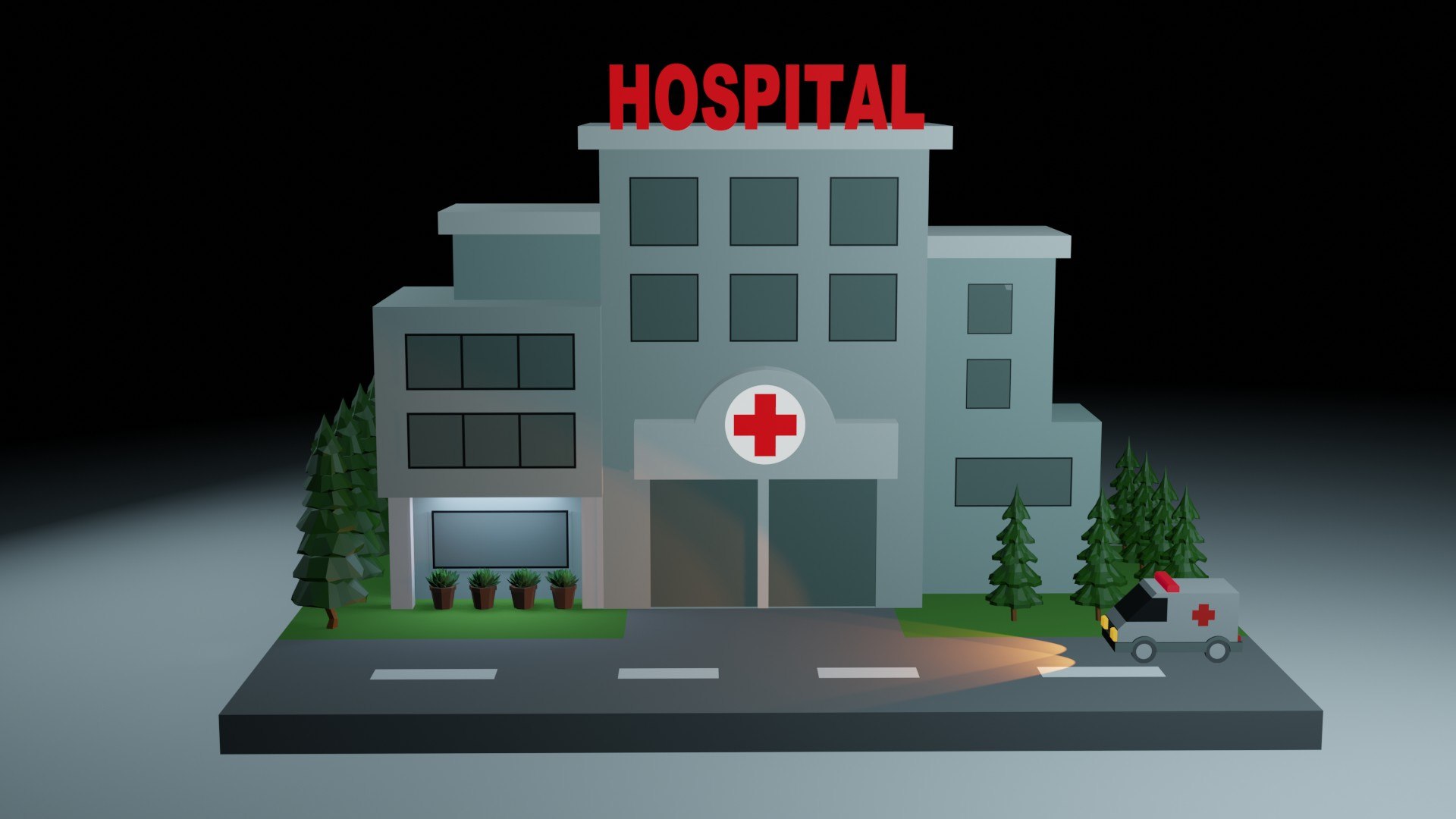 Low Poly Beautiful Hospital 3D - TurboSquid 2116812