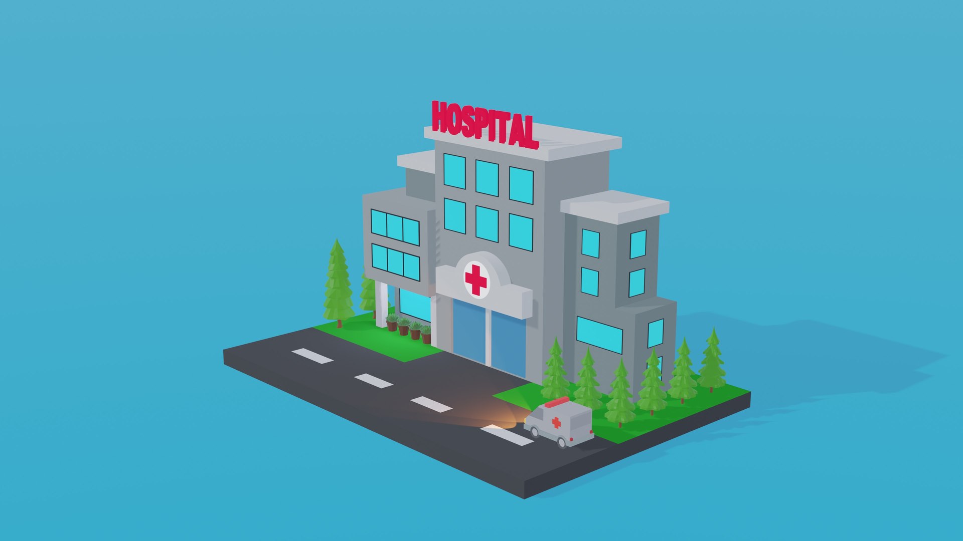 Low Poly Beautiful Hospital 3D - TurboSquid 2116812