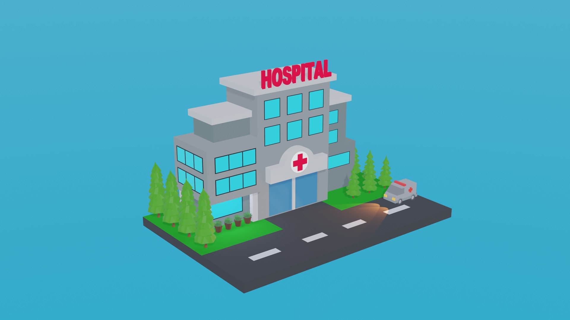 Low Poly Beautiful Hospital 3D - TurboSquid 2116812