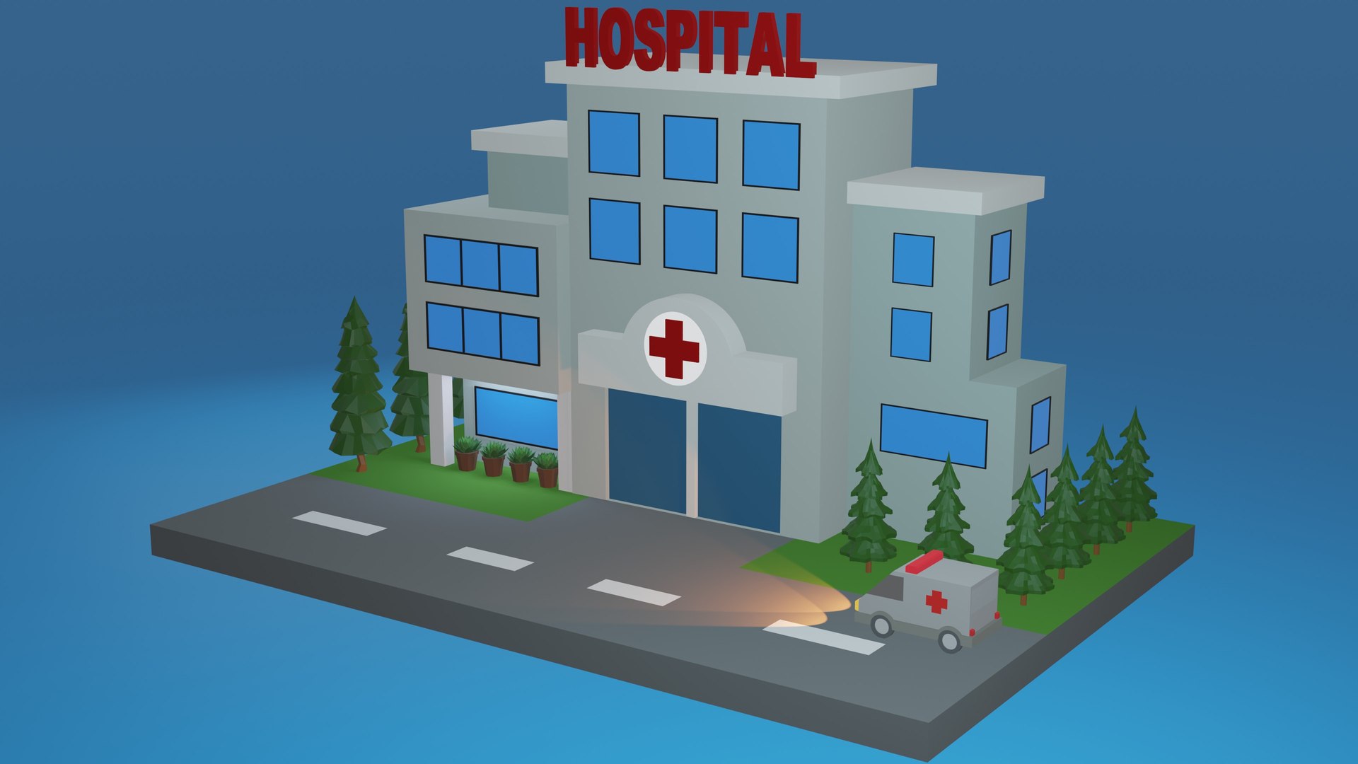 Low Poly Beautiful Hospital 3D - TurboSquid 2116812