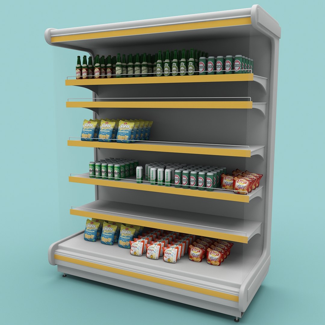 3d model supermarket shelf 1