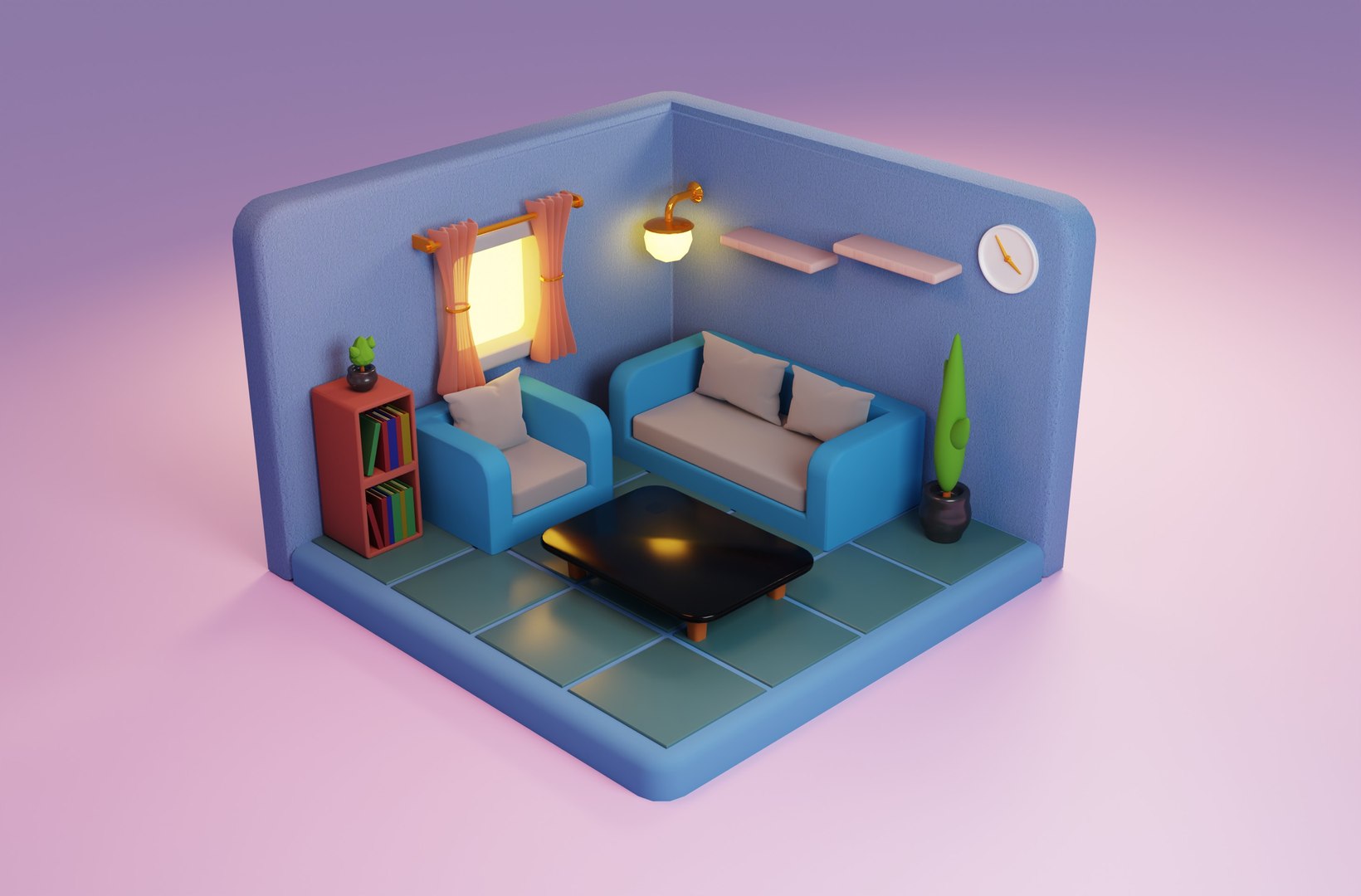 Isometric Sitting Room Model - TurboSquid 2355523