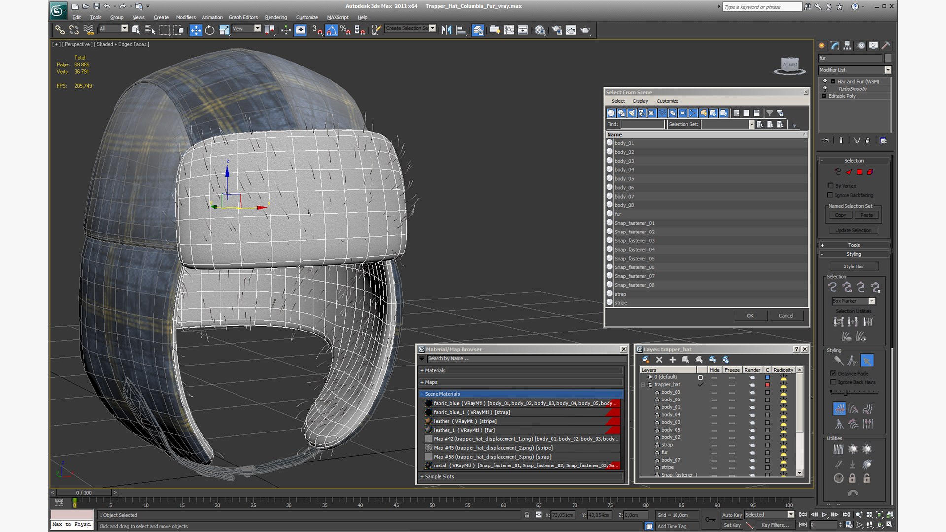 3D trapper hat columbia fur - TurboSquid 1430458