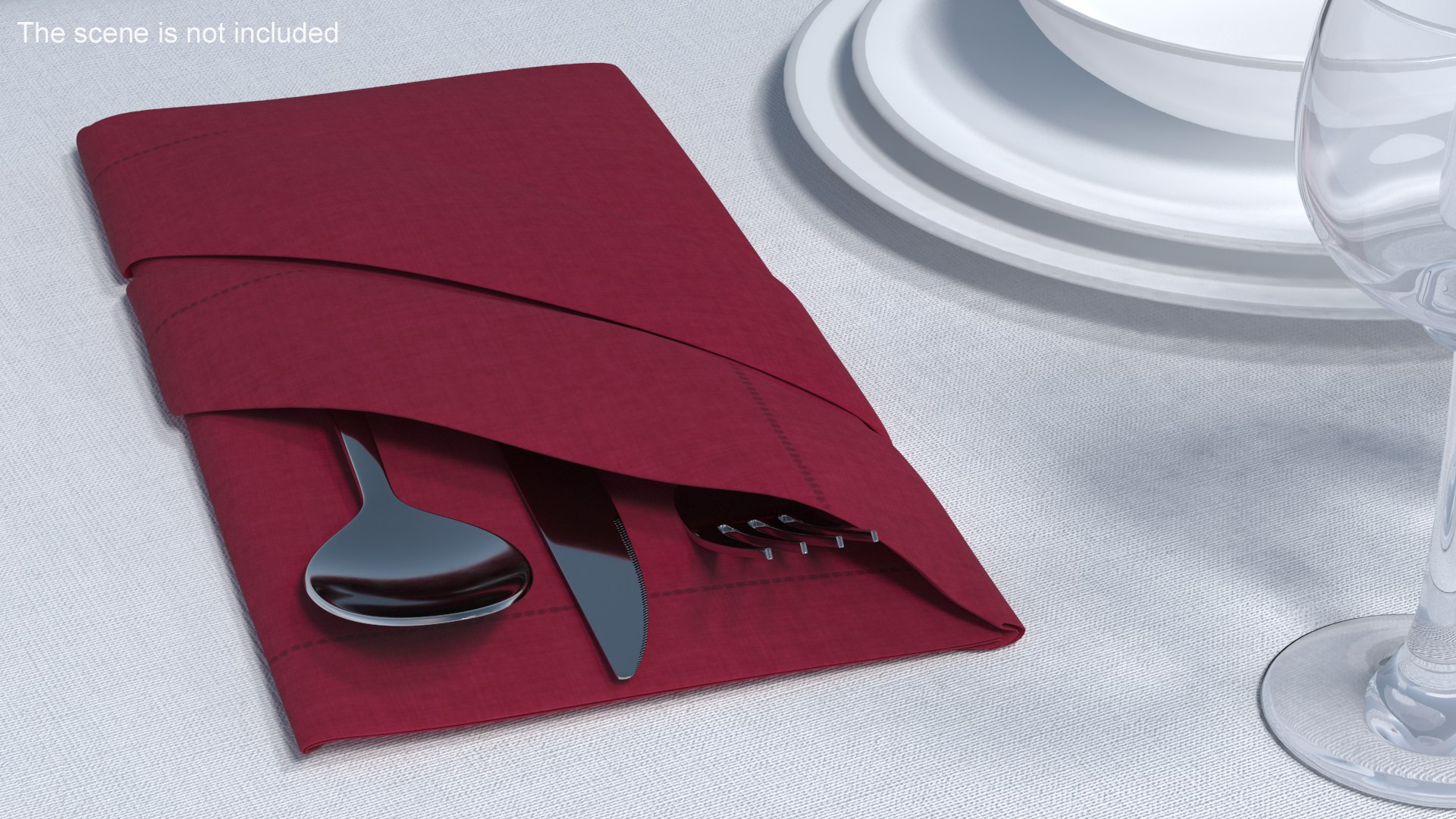 3D Buffet Napkin Fold with Steel Flatware model - TurboSquid 2019584