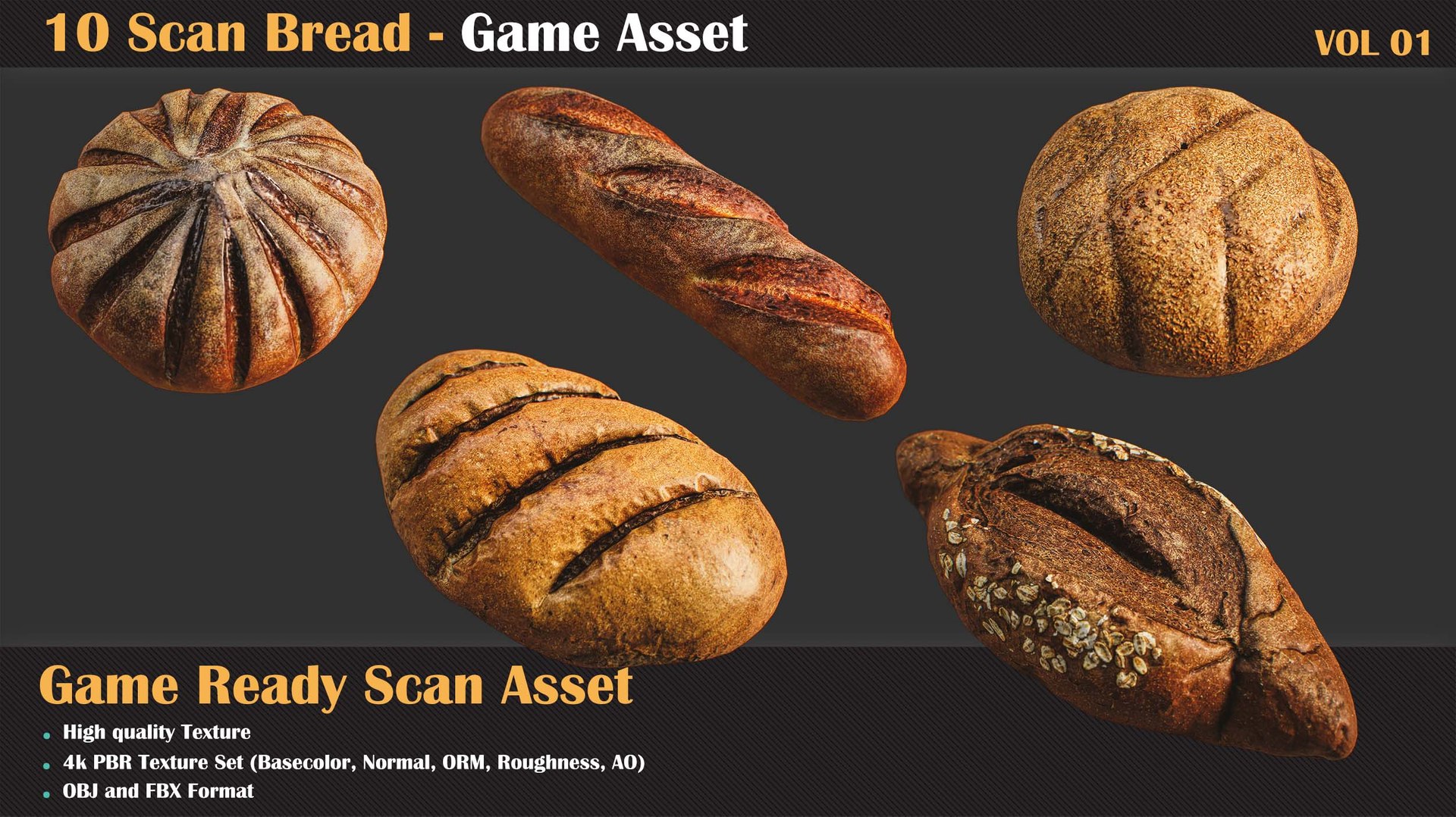 10 Bread Scan Model VOL01 3D Model - TurboSquid 2241321