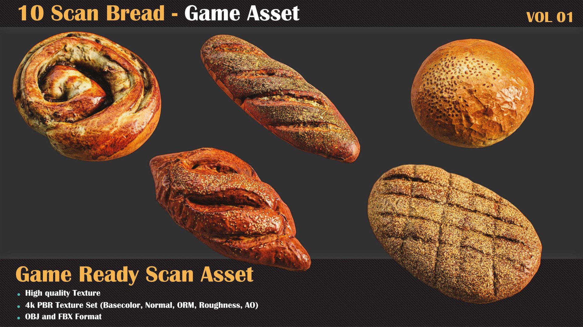 10 Bread Scan Model VOL01 3D Model - TurboSquid 2241321