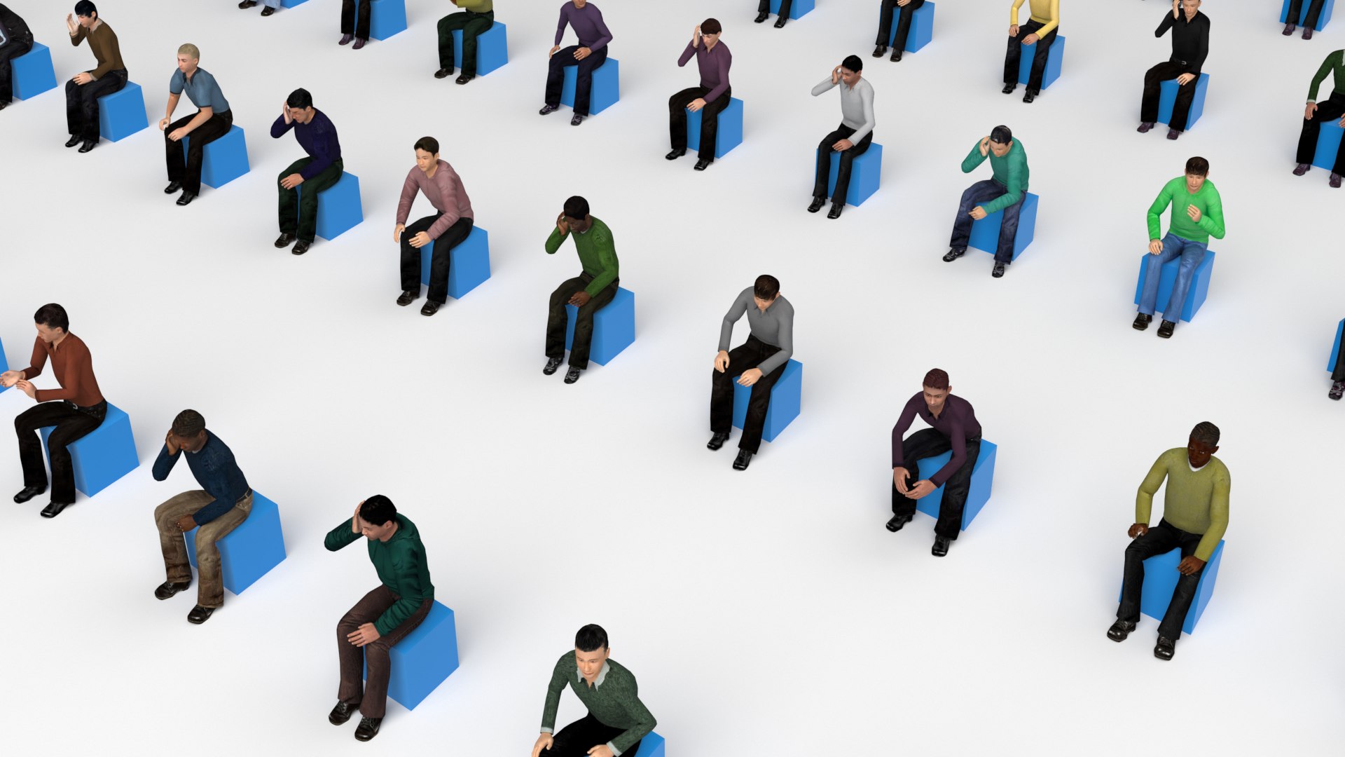 3D Low Poly Rigged And Animated Sitting Males Pack - 200 Pieces ...