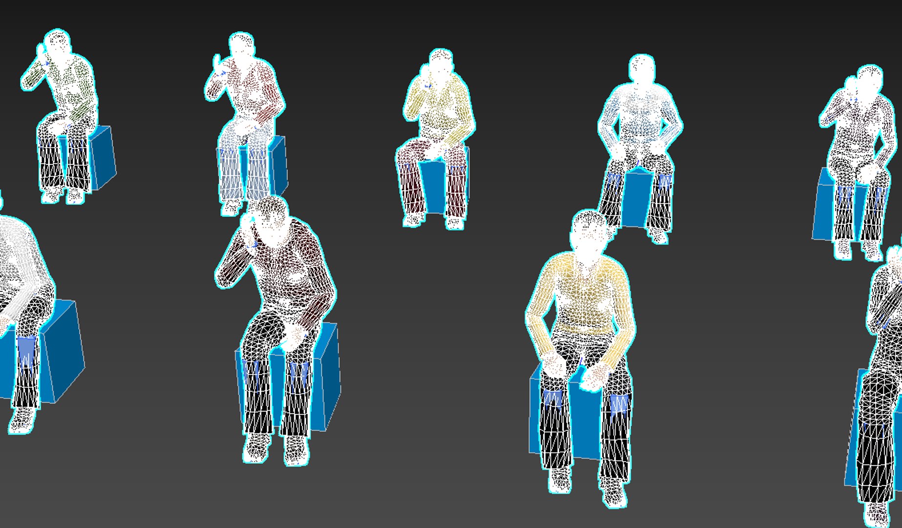 3D Low Poly Rigged And Animated Sitting Males Pack - 200 Pieces ...