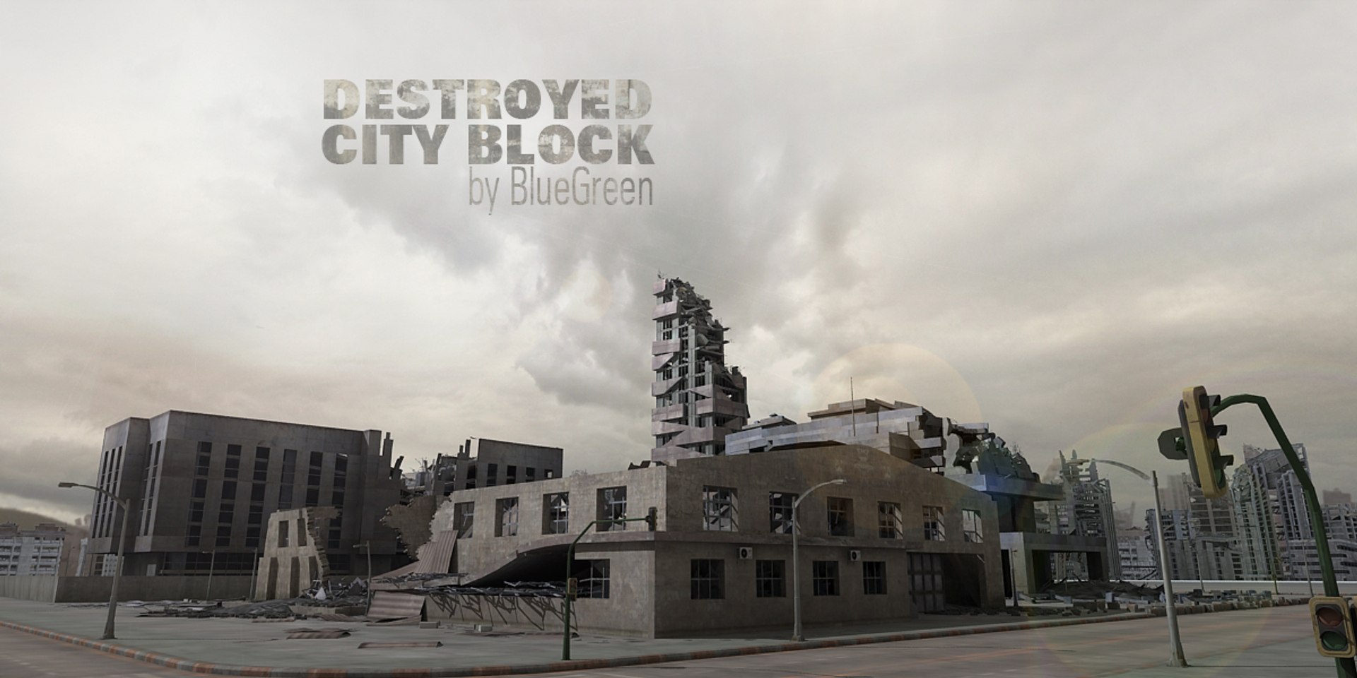 Destroyed City Block 3d 3ds