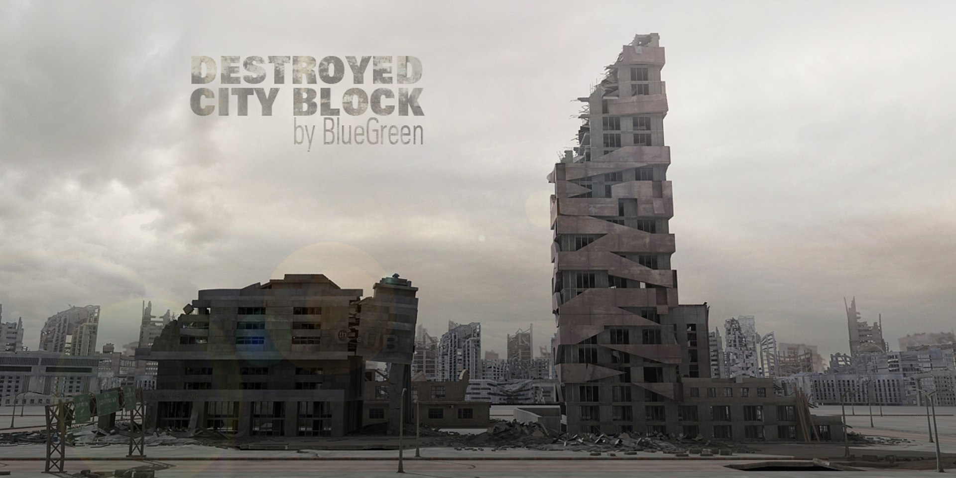 Destroyed City Block 3d 3ds