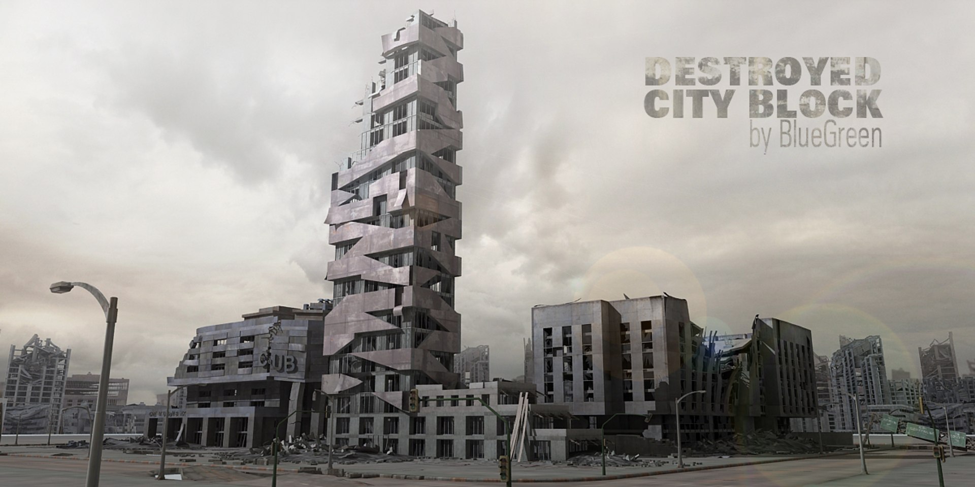 Destroyed City Block 3d 3ds
