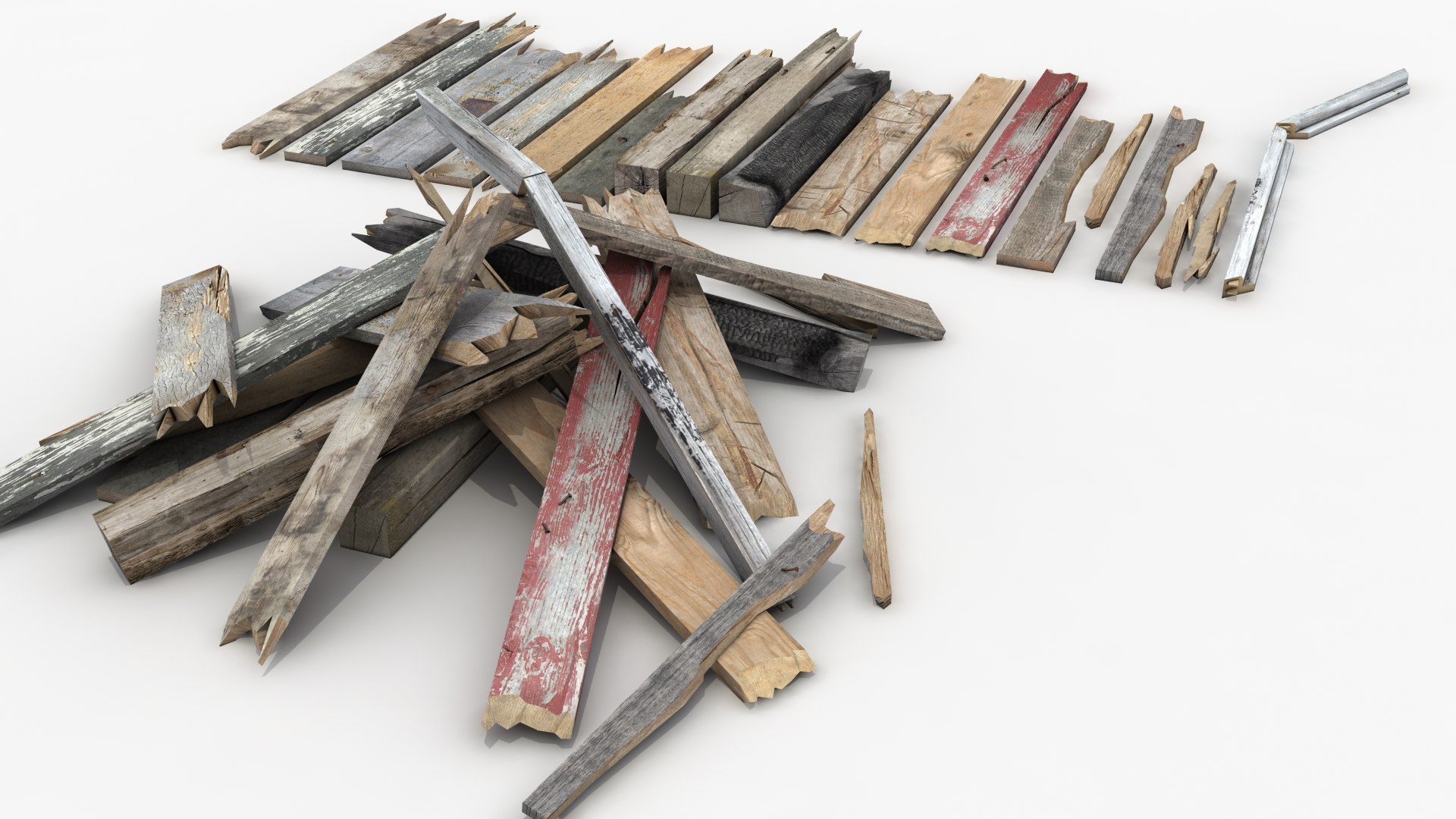 3d Wood Planks Pile Model