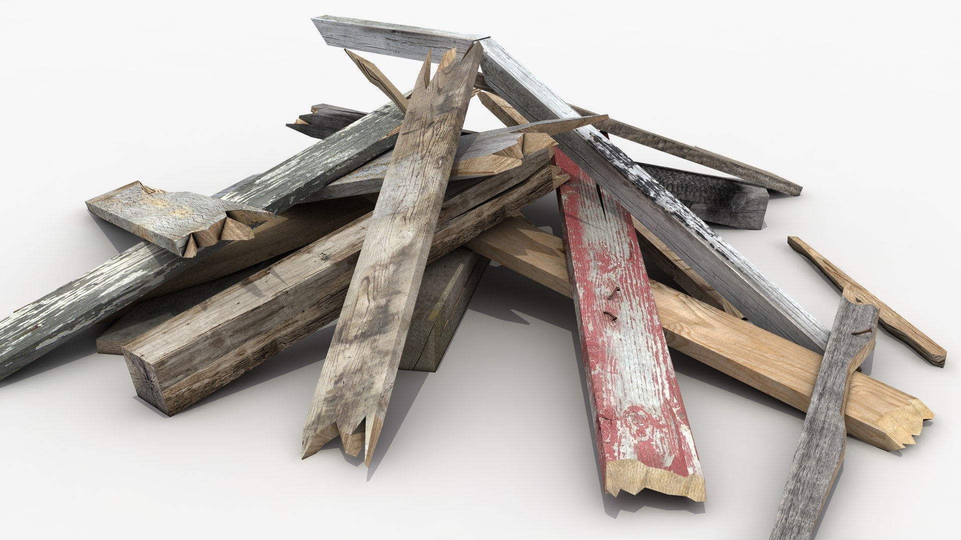 3d Wood Planks Pile Model
