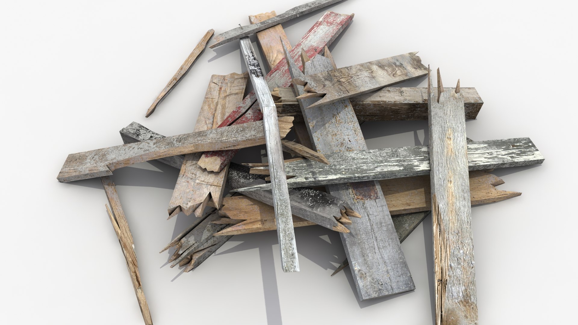 3d Wood Planks Pile Model