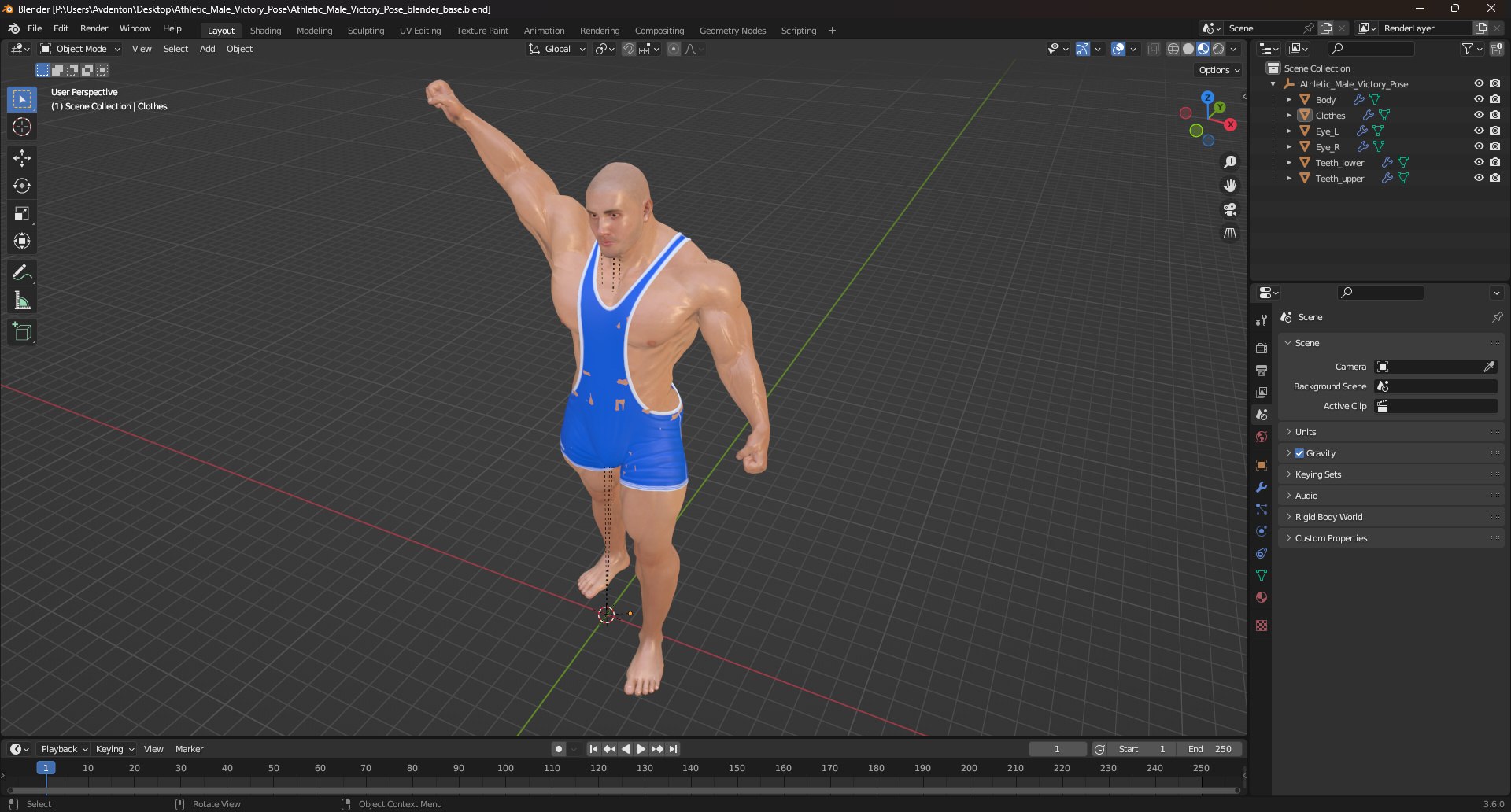 Athletic Male Victory Pose In Asics Blue Singlet 3D - TurboSquid 2314211