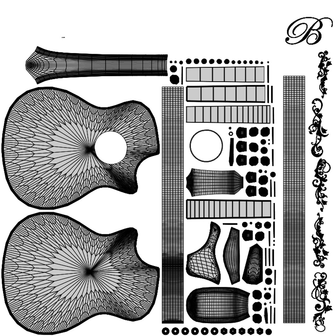 Realistic Acoustic Guitar - Custom Design 3D Model - TurboSquid 1871878