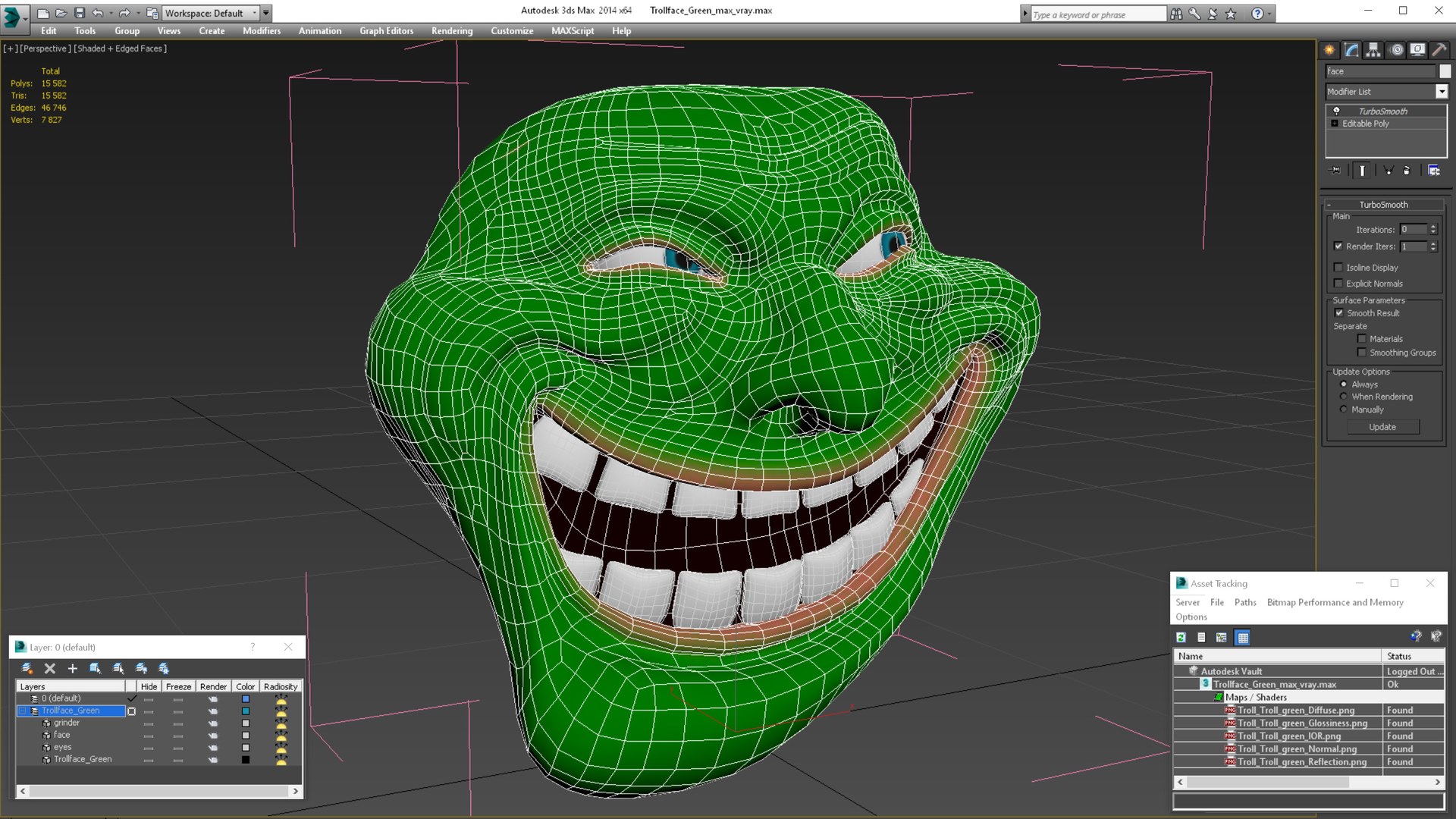 3D Model Trollface Green - TurboSquid 1832854
