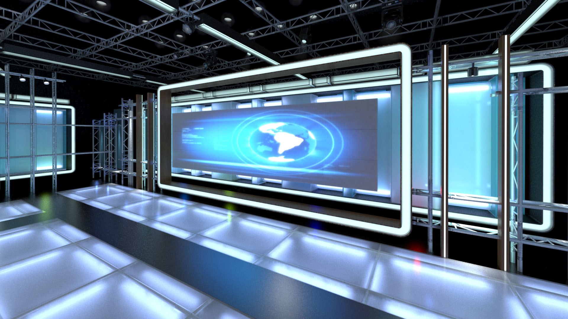 Virtual TV Studio News Set 8 3D Model - TurboSquid 1987879